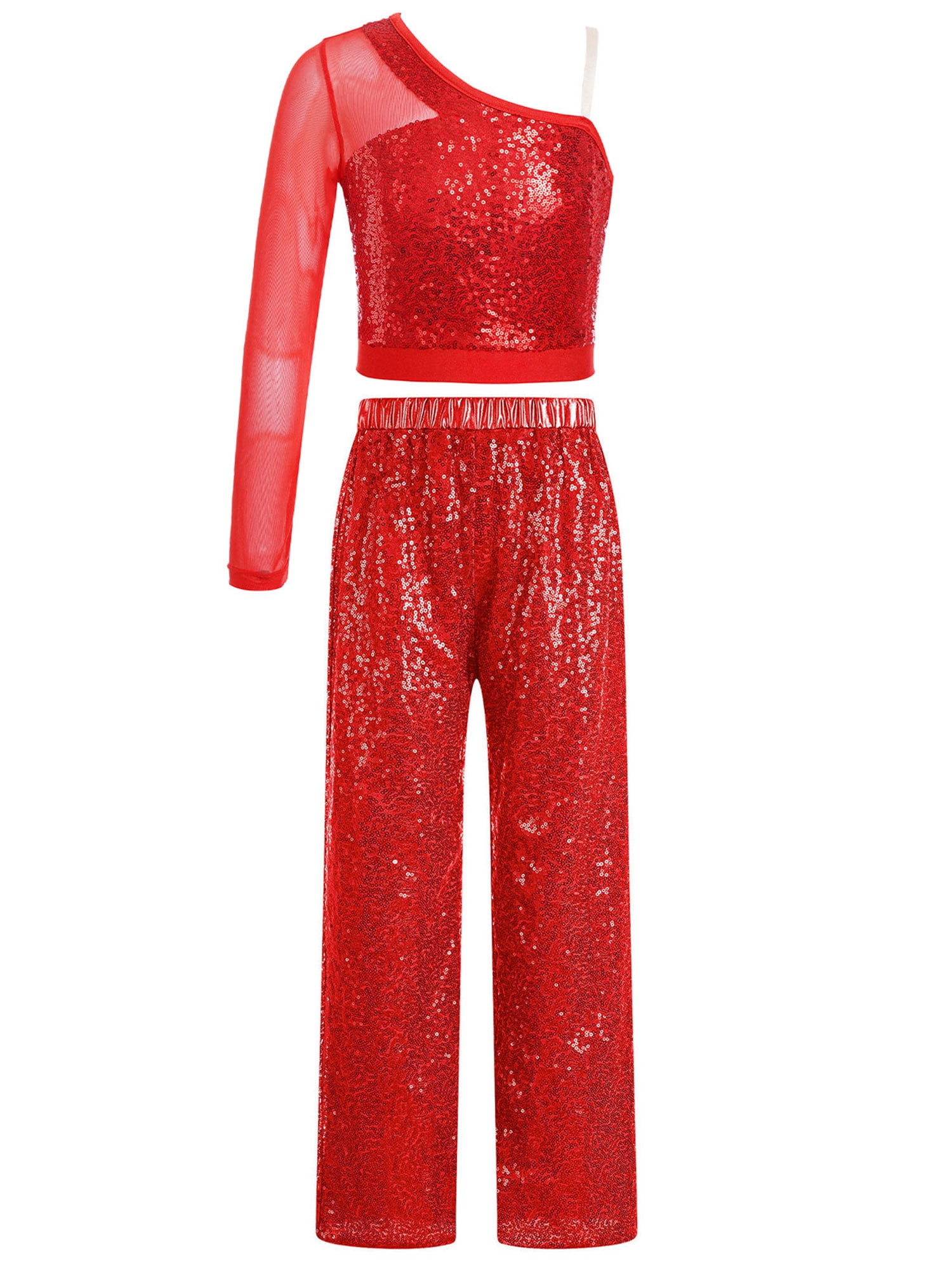 YiZYiF Kids Girls Sparkle Hip Hop Jazz Dance Performance Costume ...