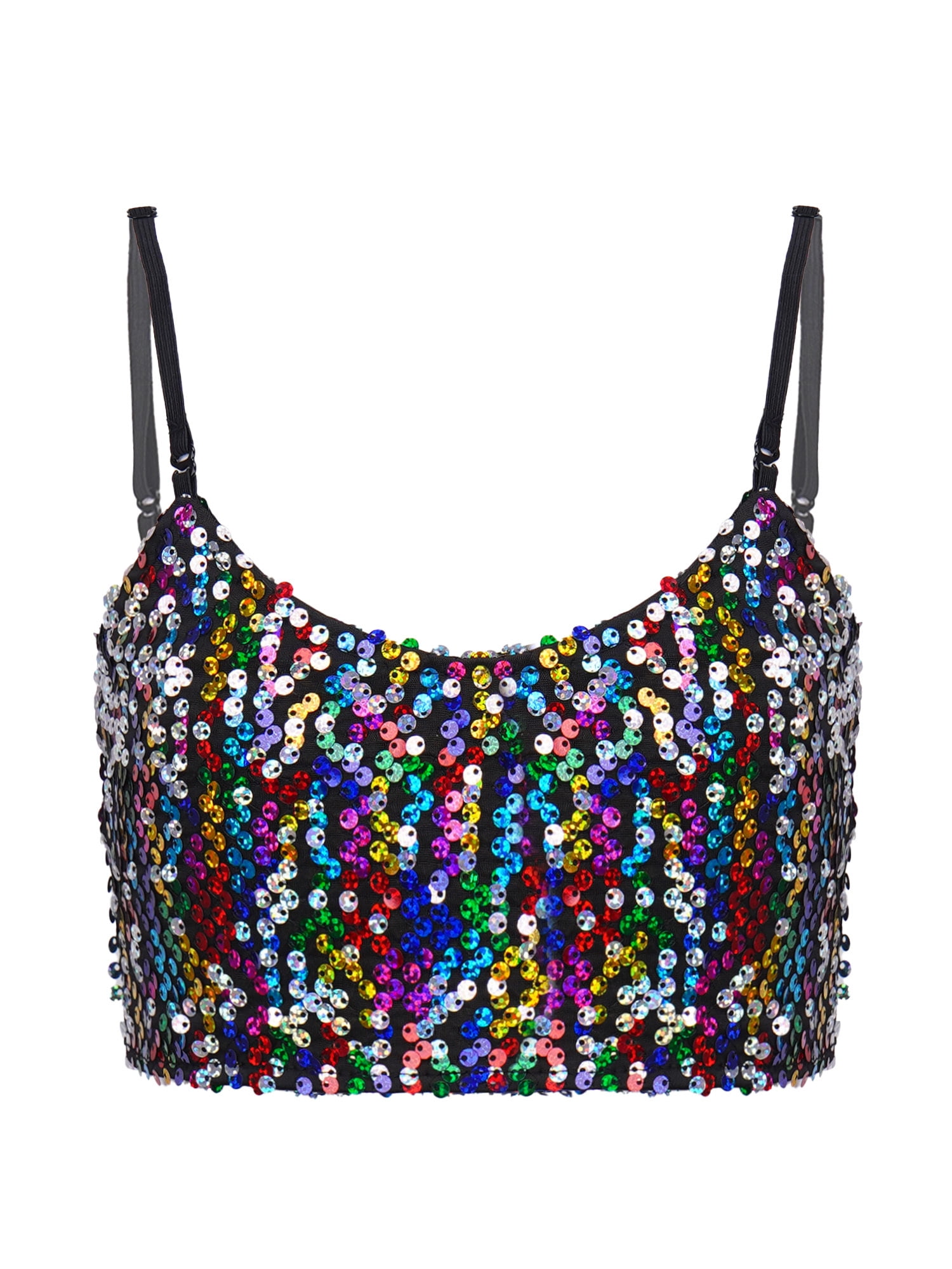 YiZYiF Kids Girls Sparkle Sequin Camisole Dance Tops V Neck Jazz Ballet ...