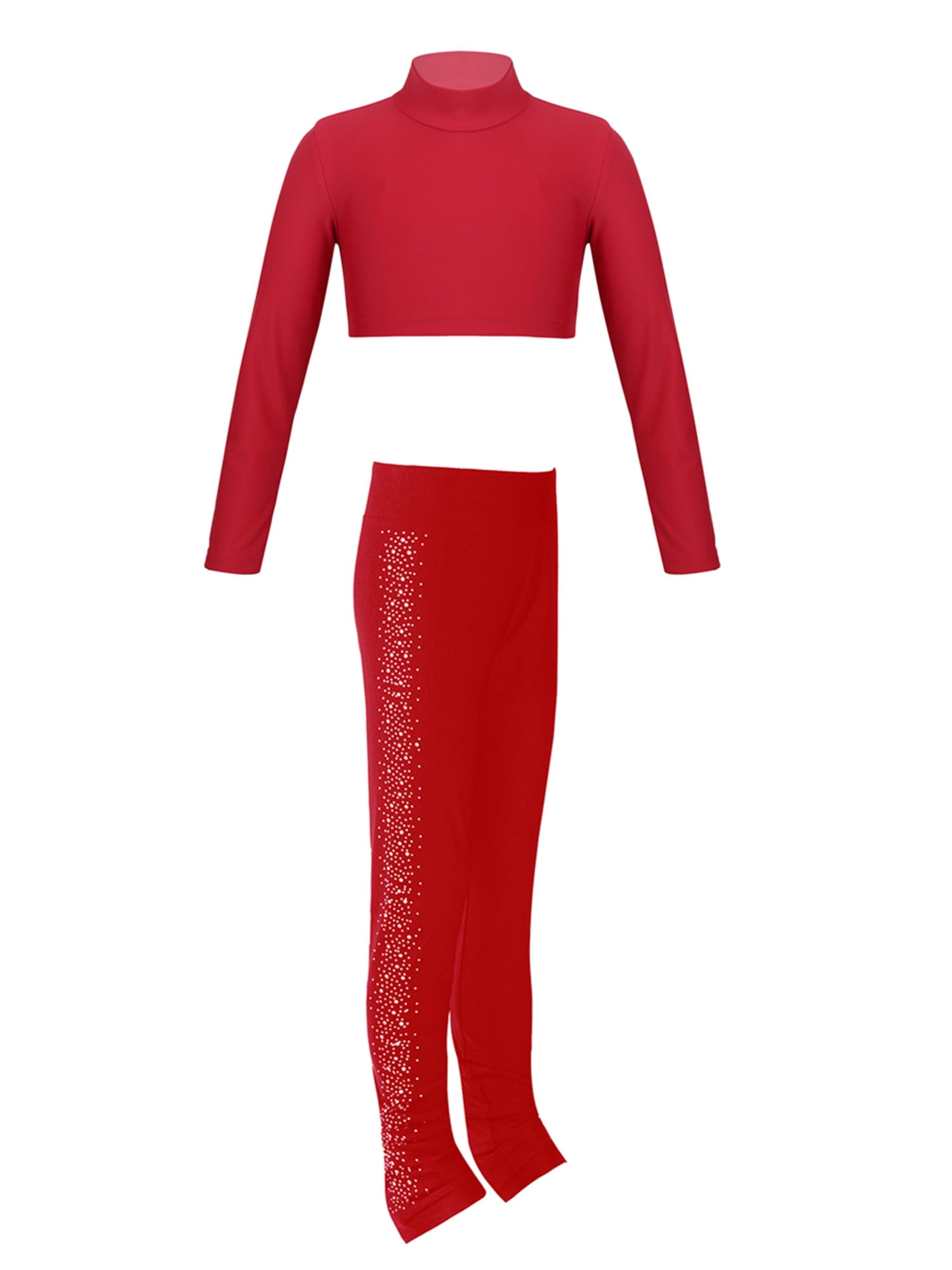 YiZYiF Kids Girls Sports Set Long Sleeve Crop Top with Sparkly ...