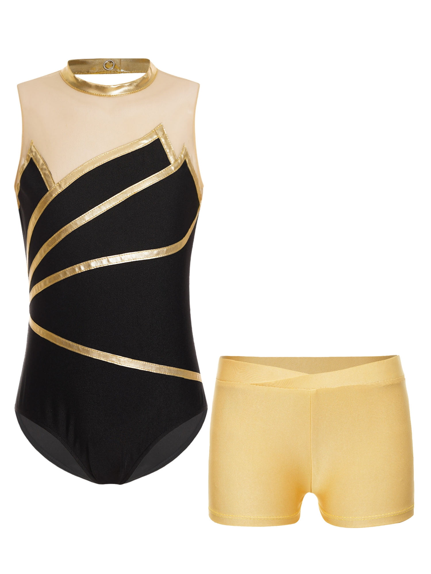 YiZYiF Kids Girls Sports Suit Sleeveless Leotard with V-front Waistband ...