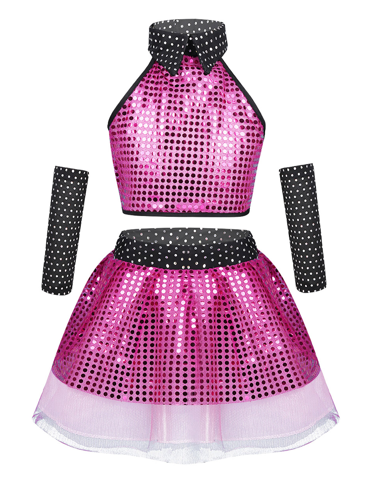 YiZYiF Little Girls Jazz Modern Dance Costume Outfit Sequins Tops with ...