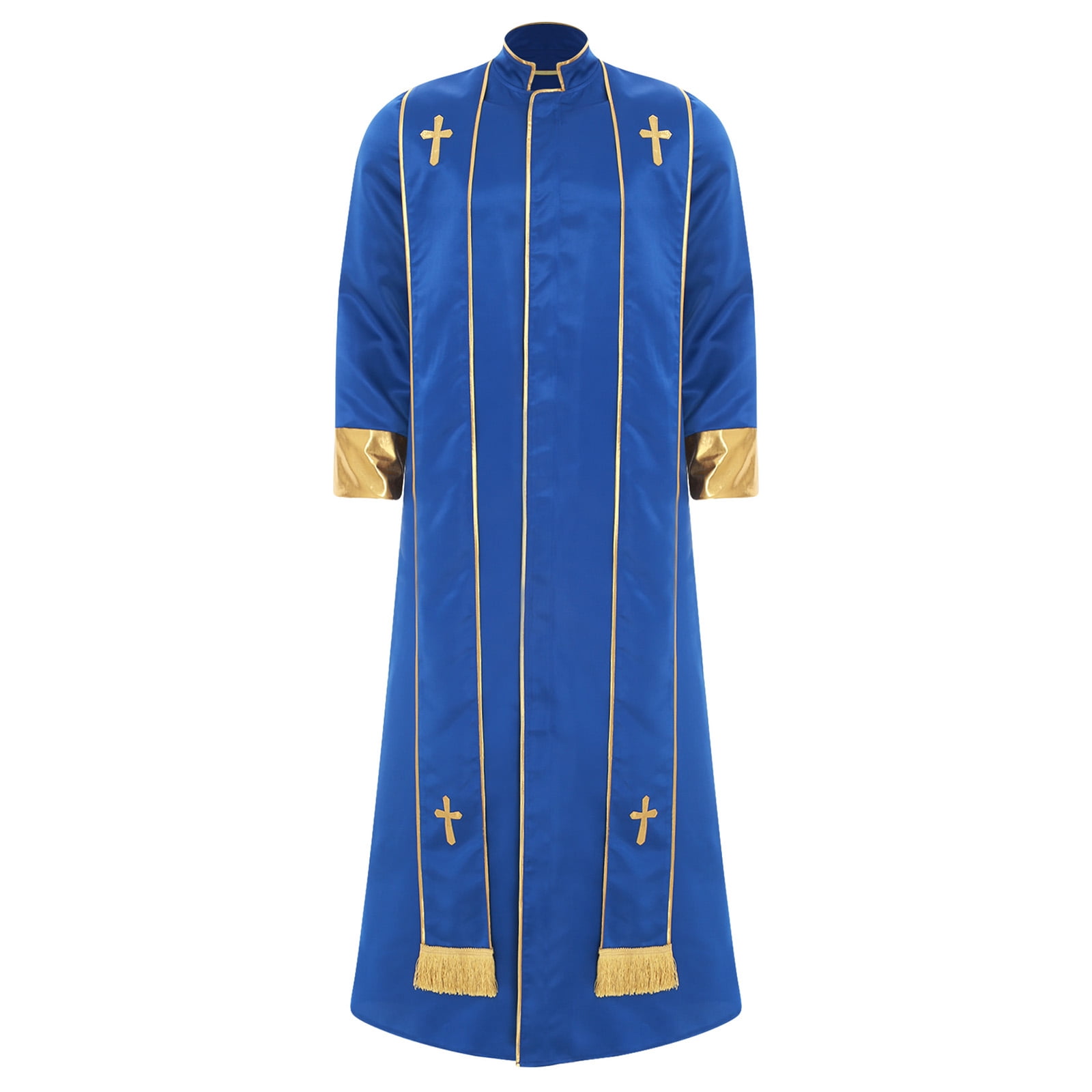 YiZYiF Men's Clergy Cassock Cosplay Robe Stand Collar Pulpit Priest ...