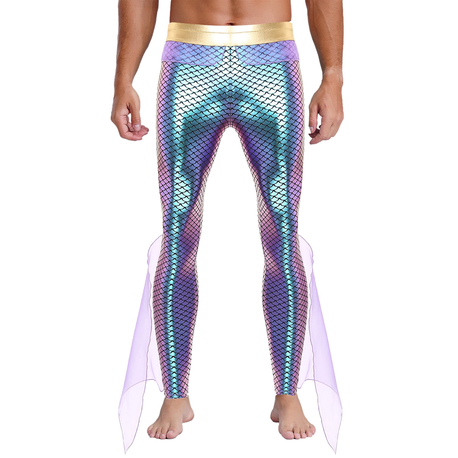 YiZYiF Men's Mermaid Pants King of The Seas Halloween Cosplay Costume ...