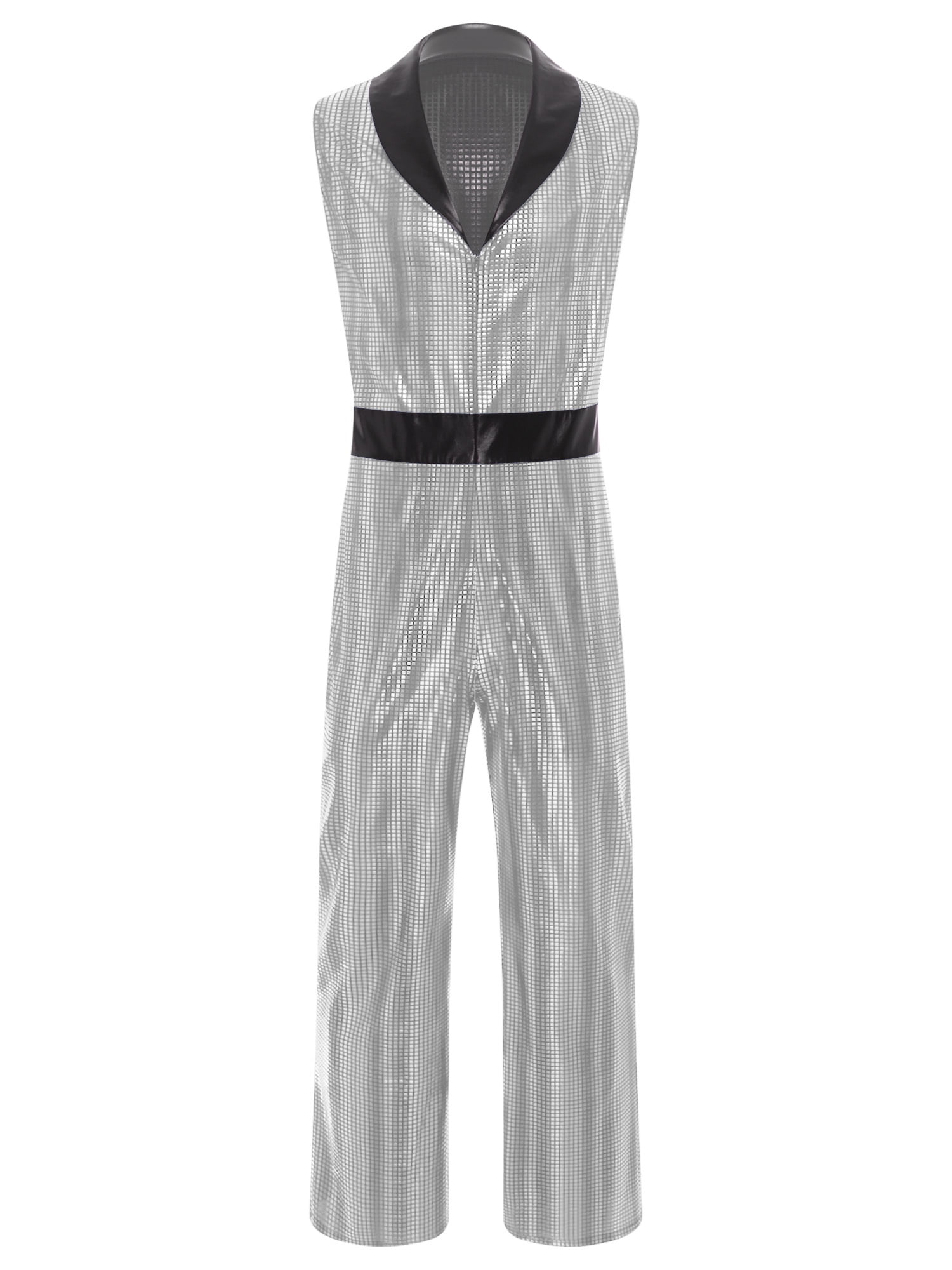 YiZYiF Men's Retro 70s Outfit Shiny Metallic Plaid Disco Costume Music ...