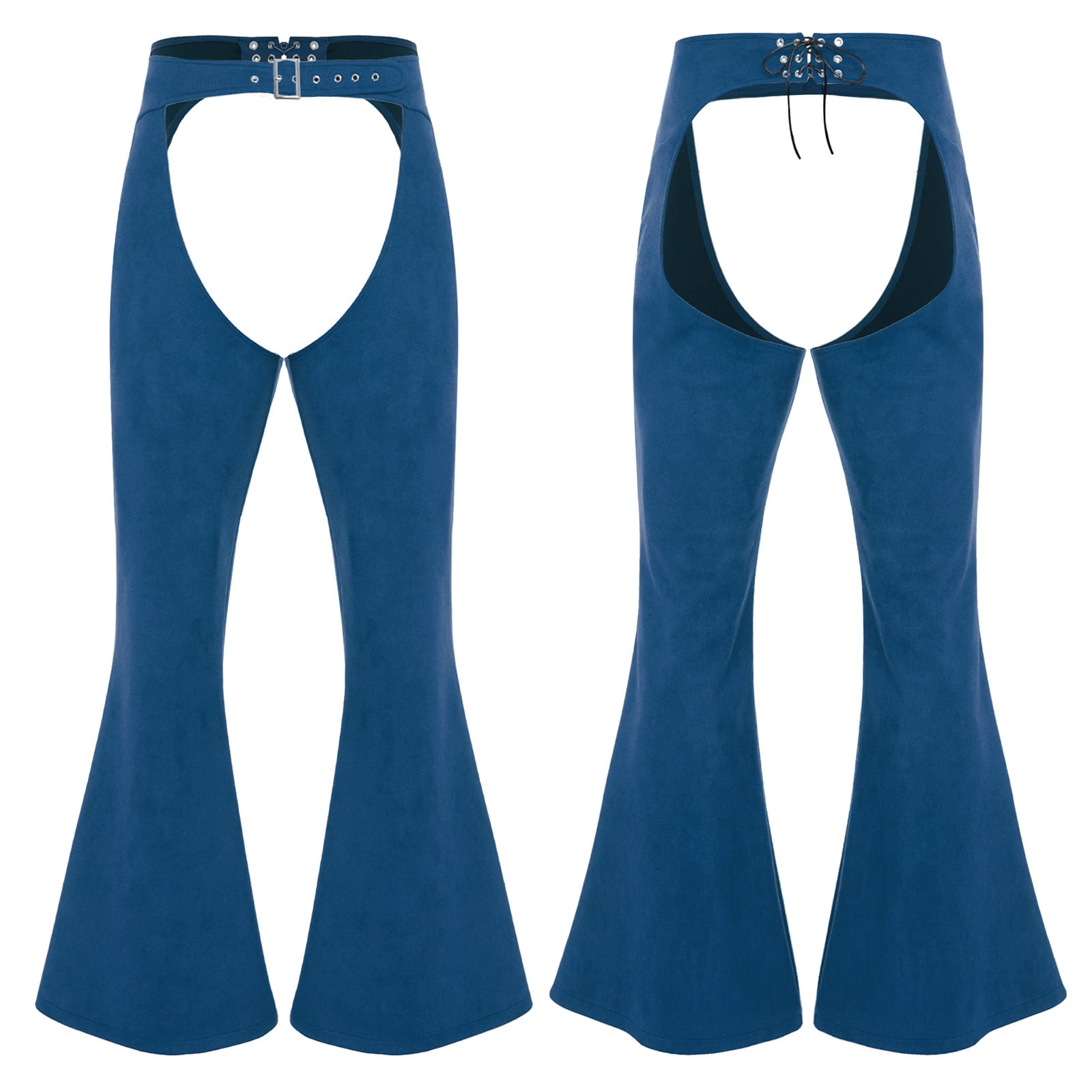 YiZYiF Men's Retro Faux Suede Flared Pants Open Trousers for Halloween ...