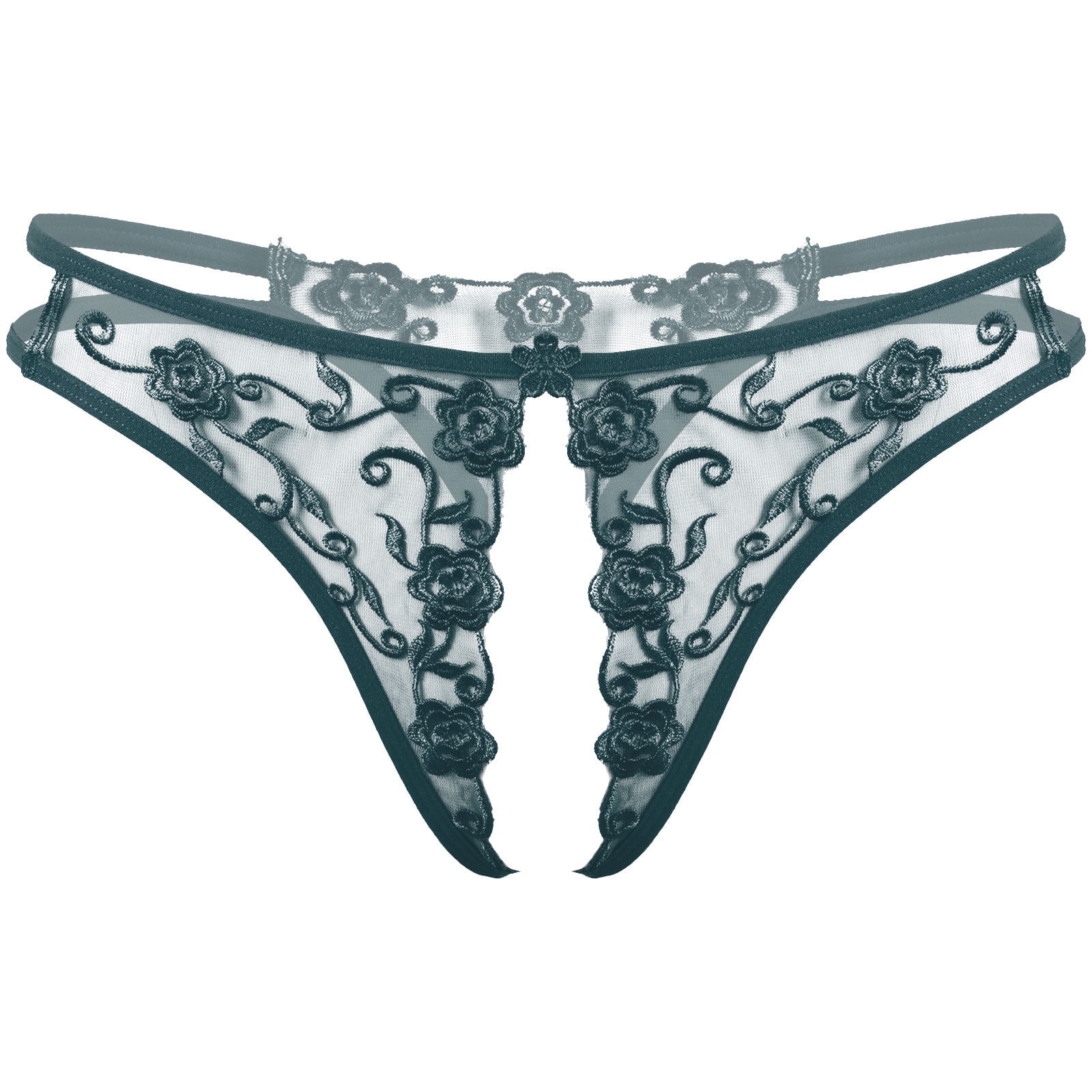 YiZYiF Mens Floral Lace Bowknot G-String Low Rise Crotchless Thong ...