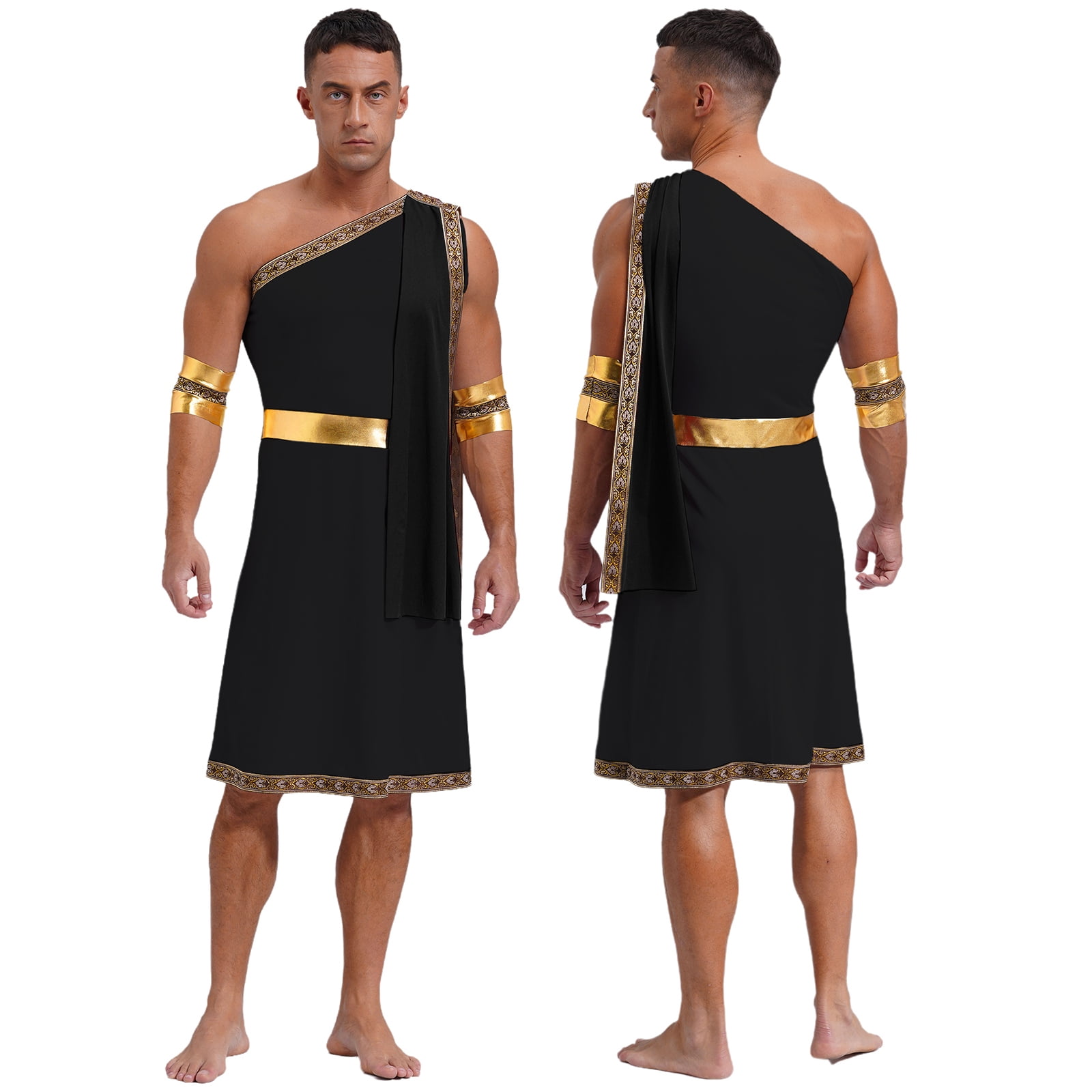 YiZYiF Mens Halloween Ancient Greek Cosplay Costume Roman Toga Caesar Party Fancy Dress Up Set ...