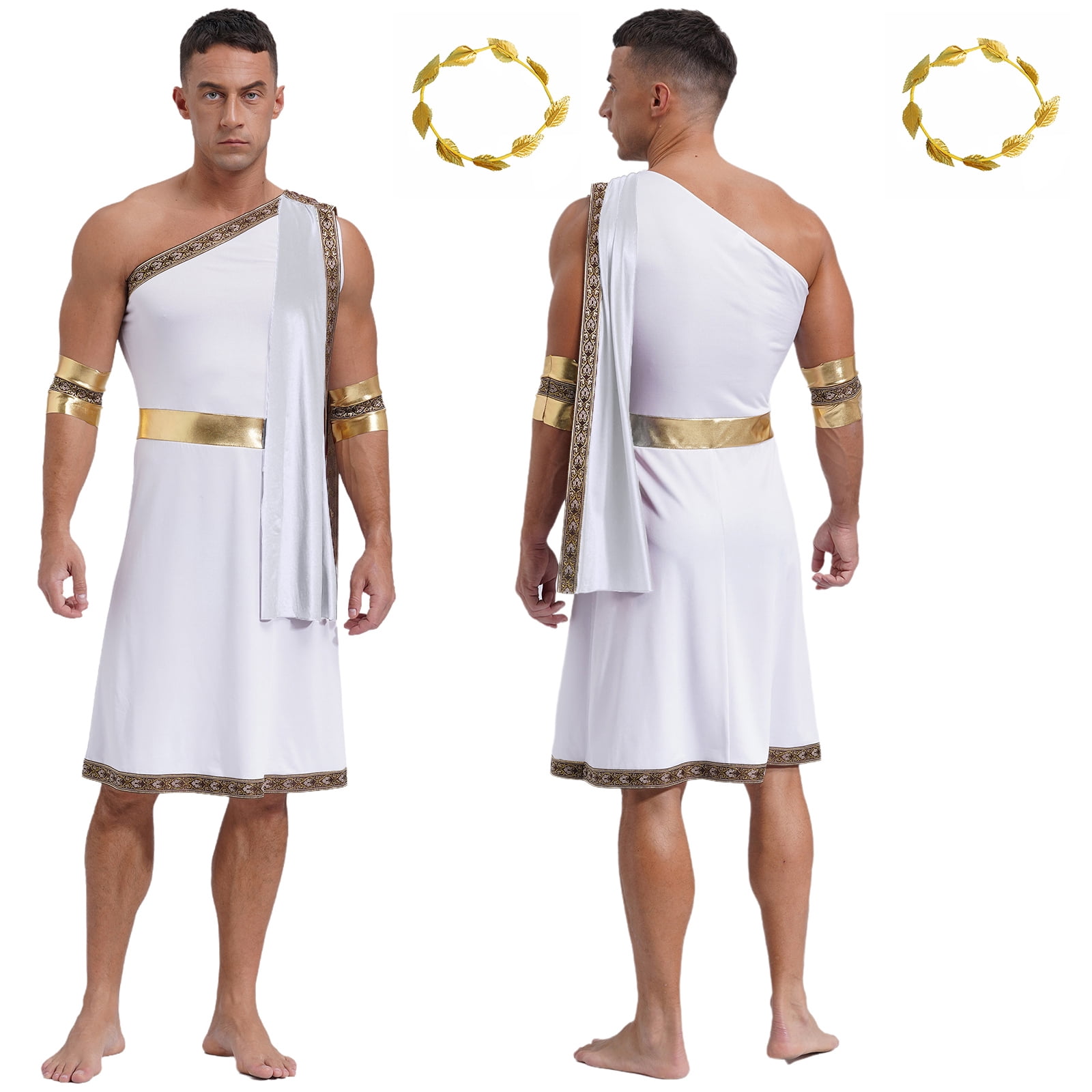 YiZYiF Mens Halloween Ancient Greek Cosplay Costume Roman Toga Caesar ...