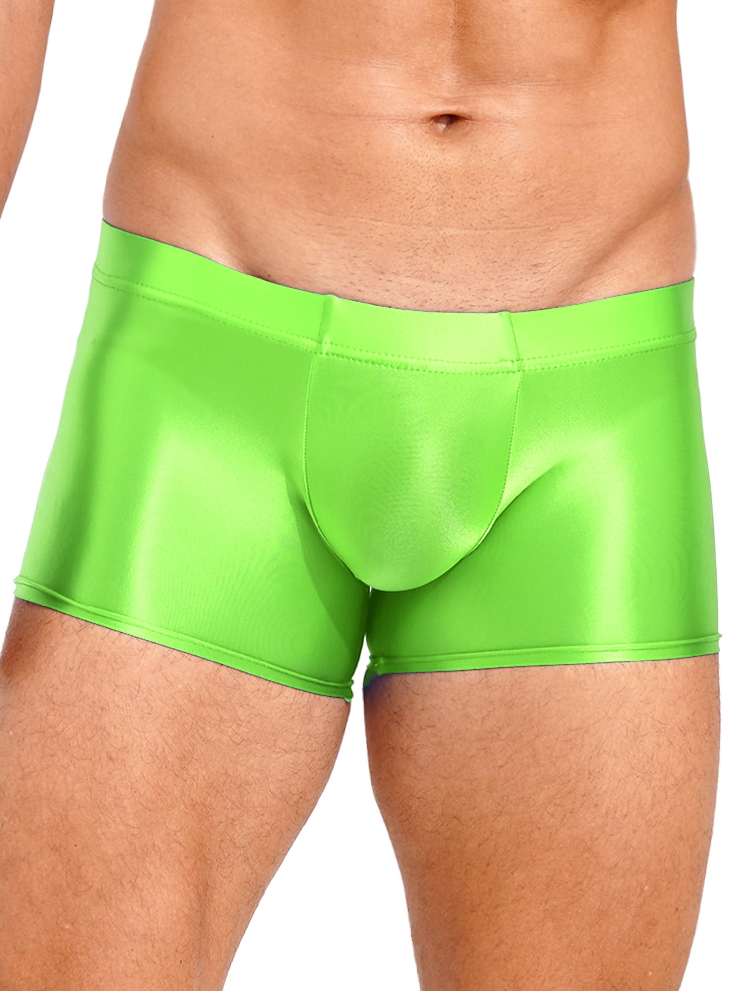 YiZYiF Mens Low Rise Glossy Boxer Briefs Underwear Solid Color Boxers Low Rise Swimming Trunks ...