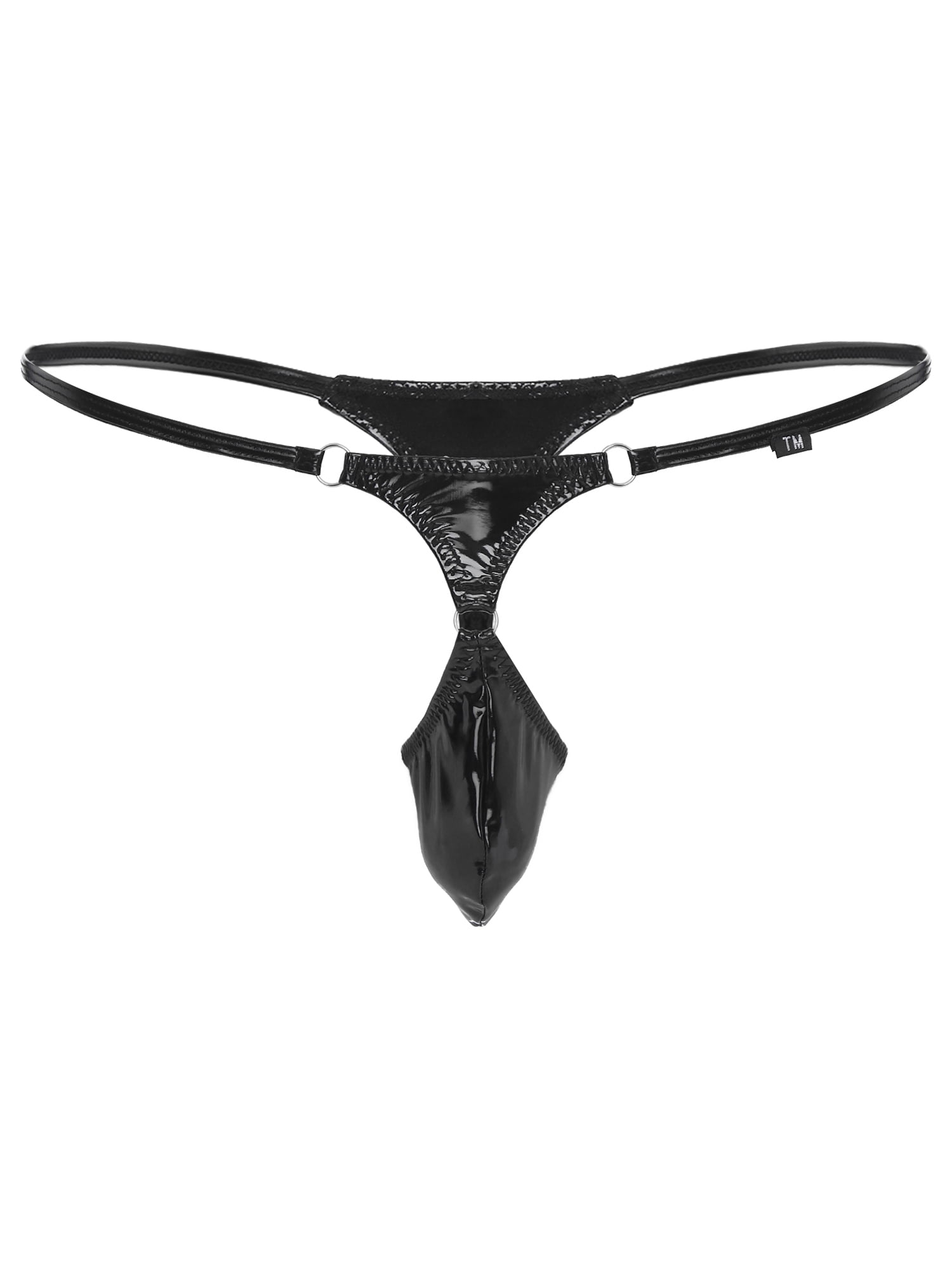 YiZYiF Mens Low Rise Patent Leather Thongs G-string Shiny Wet Look ...