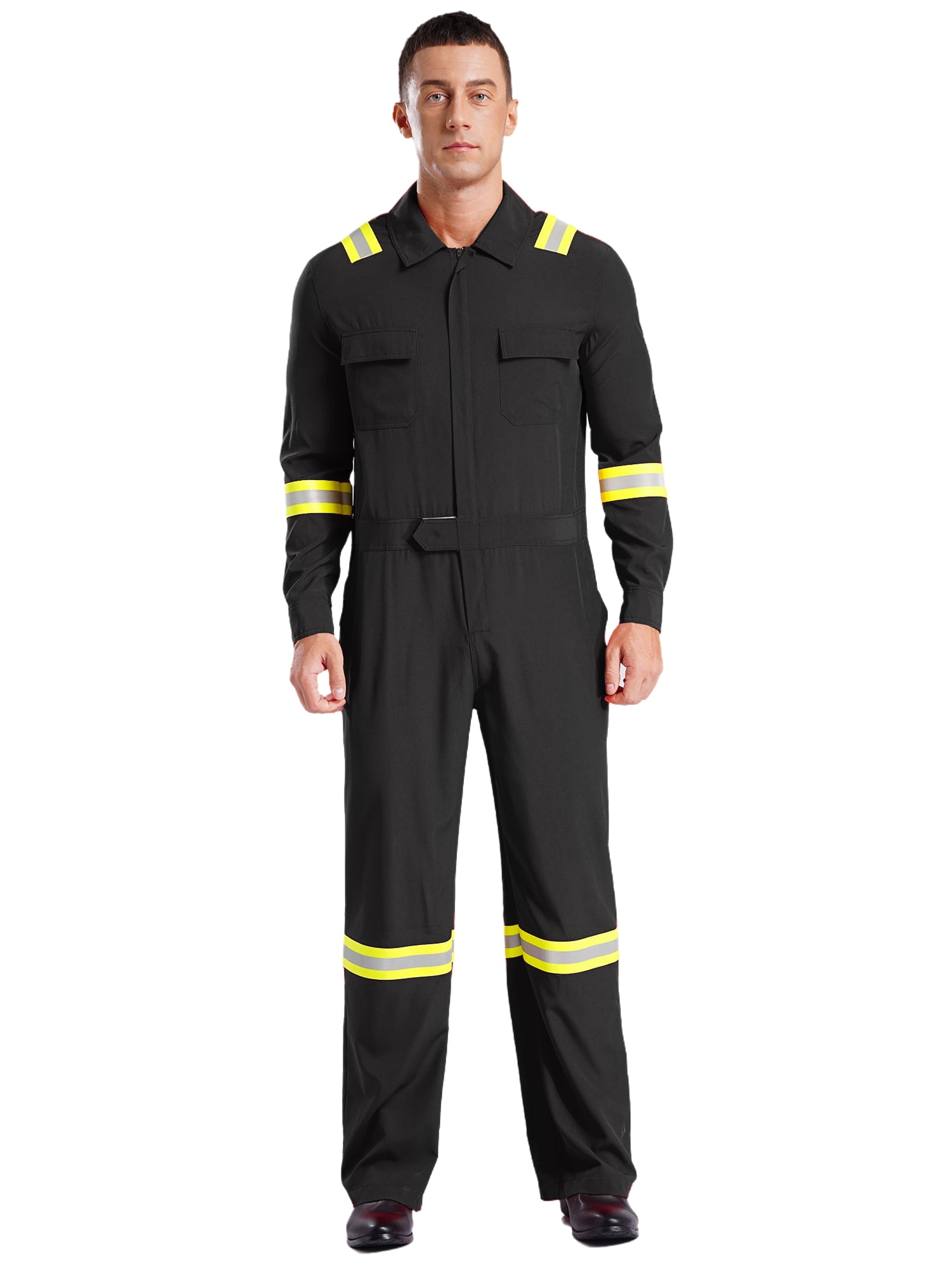 YiZYiF Mens Work Overalls Hi Vis Coveralls Long Sleeve Mechanics ...