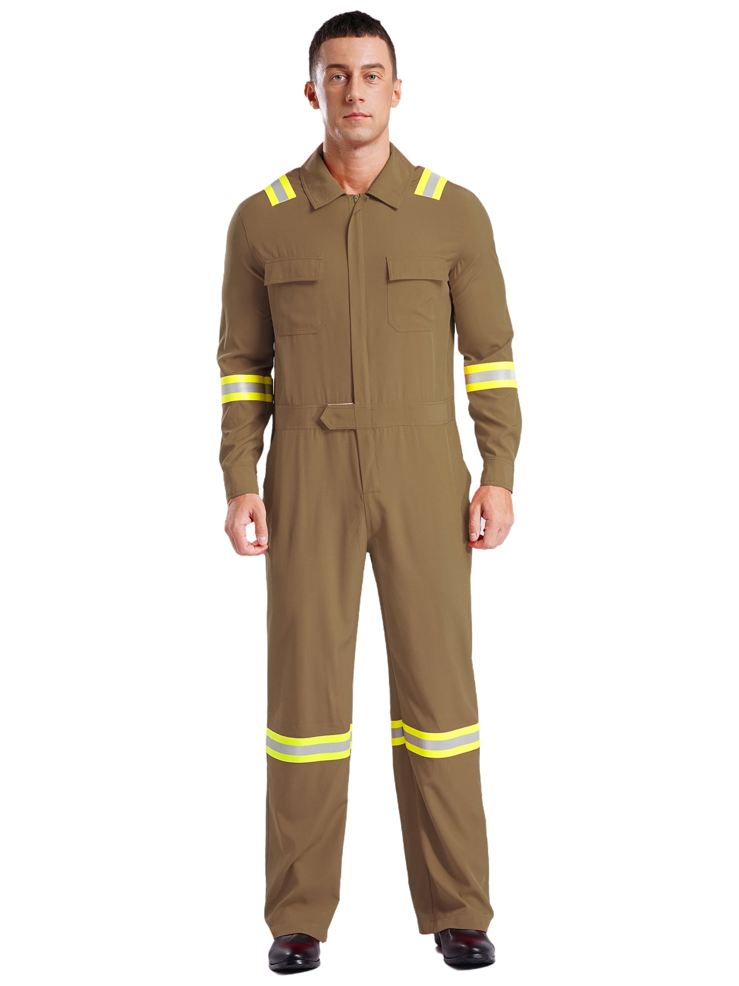 YiZYiF Mens Work Overalls Hi Vis Coveralls Long Sleeve Mechanics ...