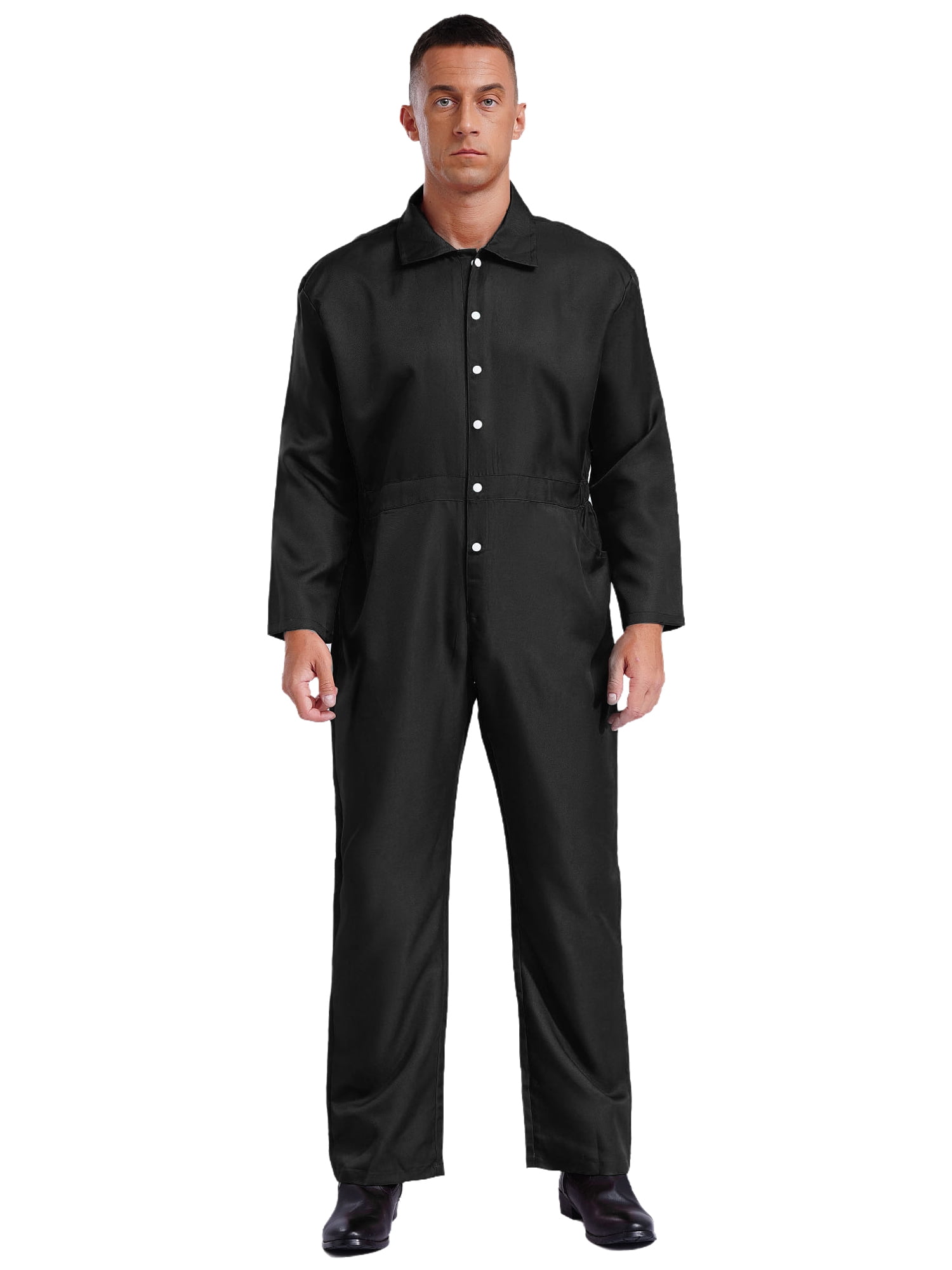 YiZYiF Mens Work Overalls Long Sleeve Button Up Mechanics Workwear ...