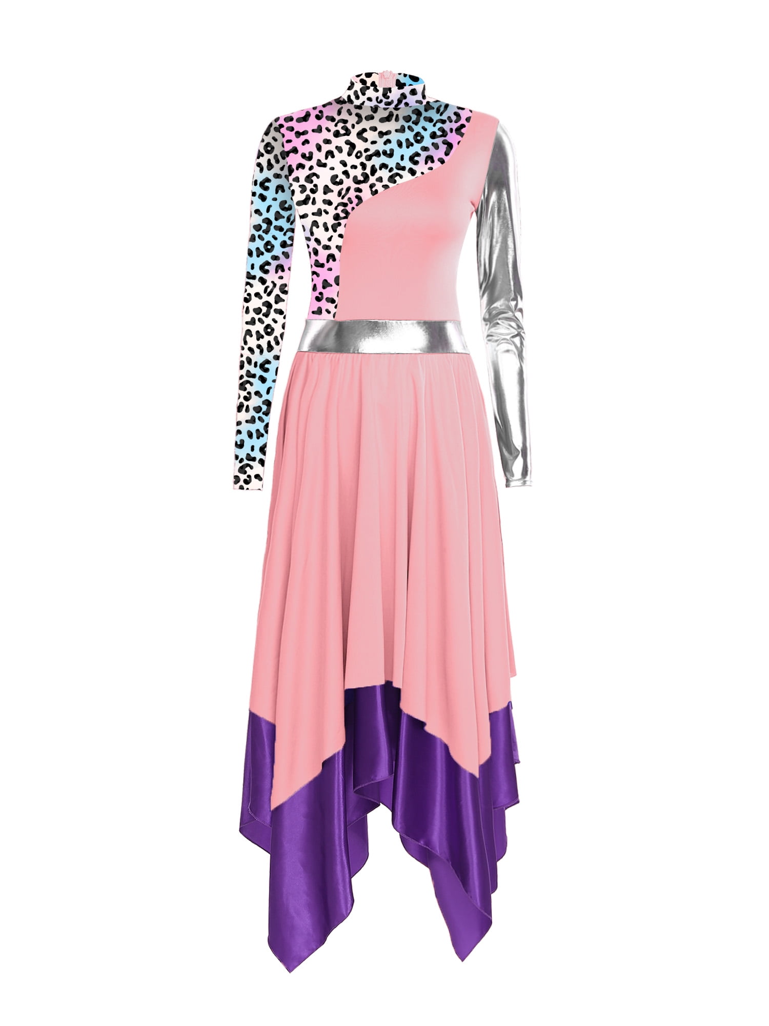 YiZYiF Women Metallic Liturgical Praise Dance Dress Long Sleeve ...