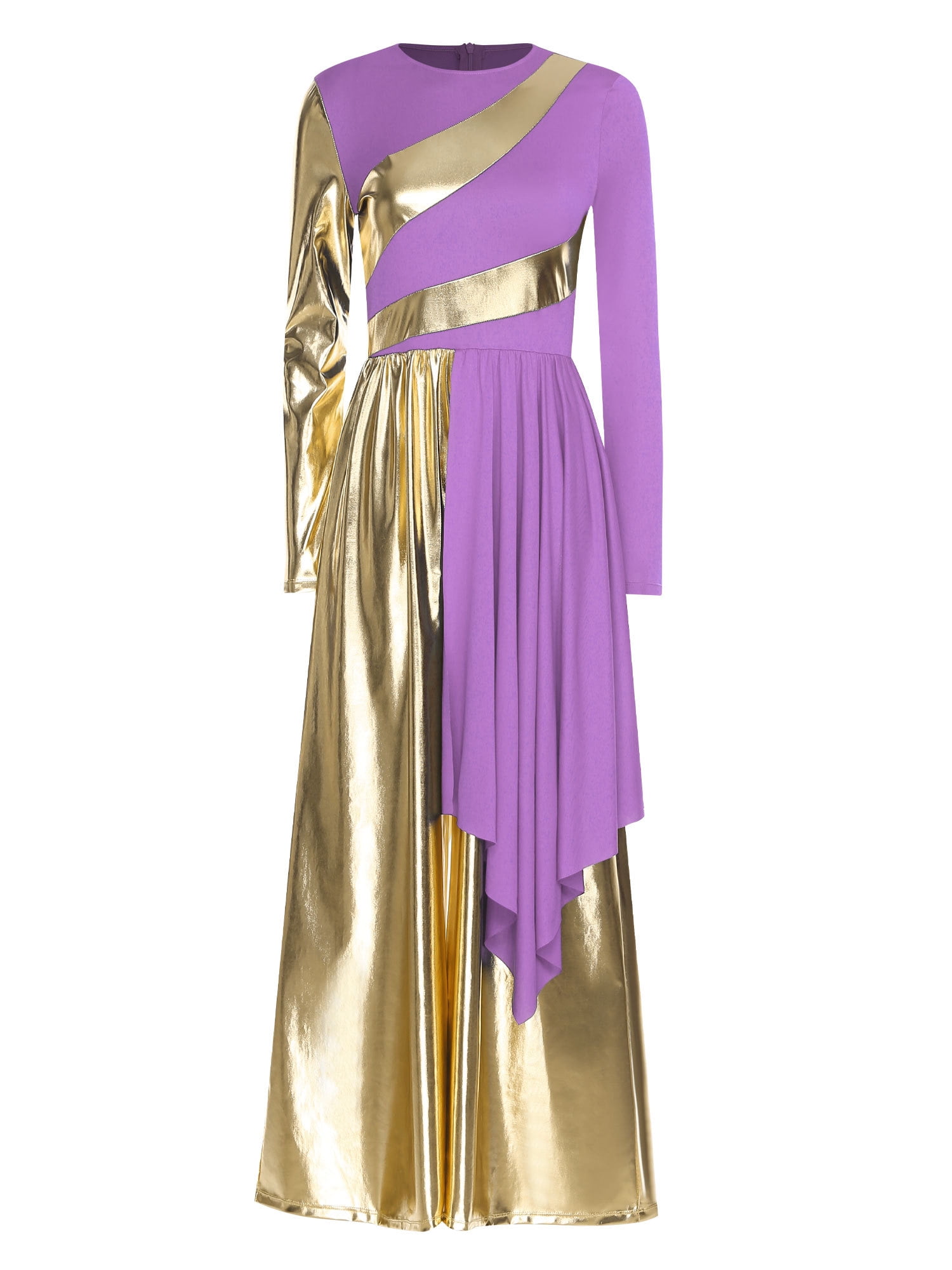 YiZYiF Women's Praise Liturgical Dance Costume Metallic Gold Worship ...