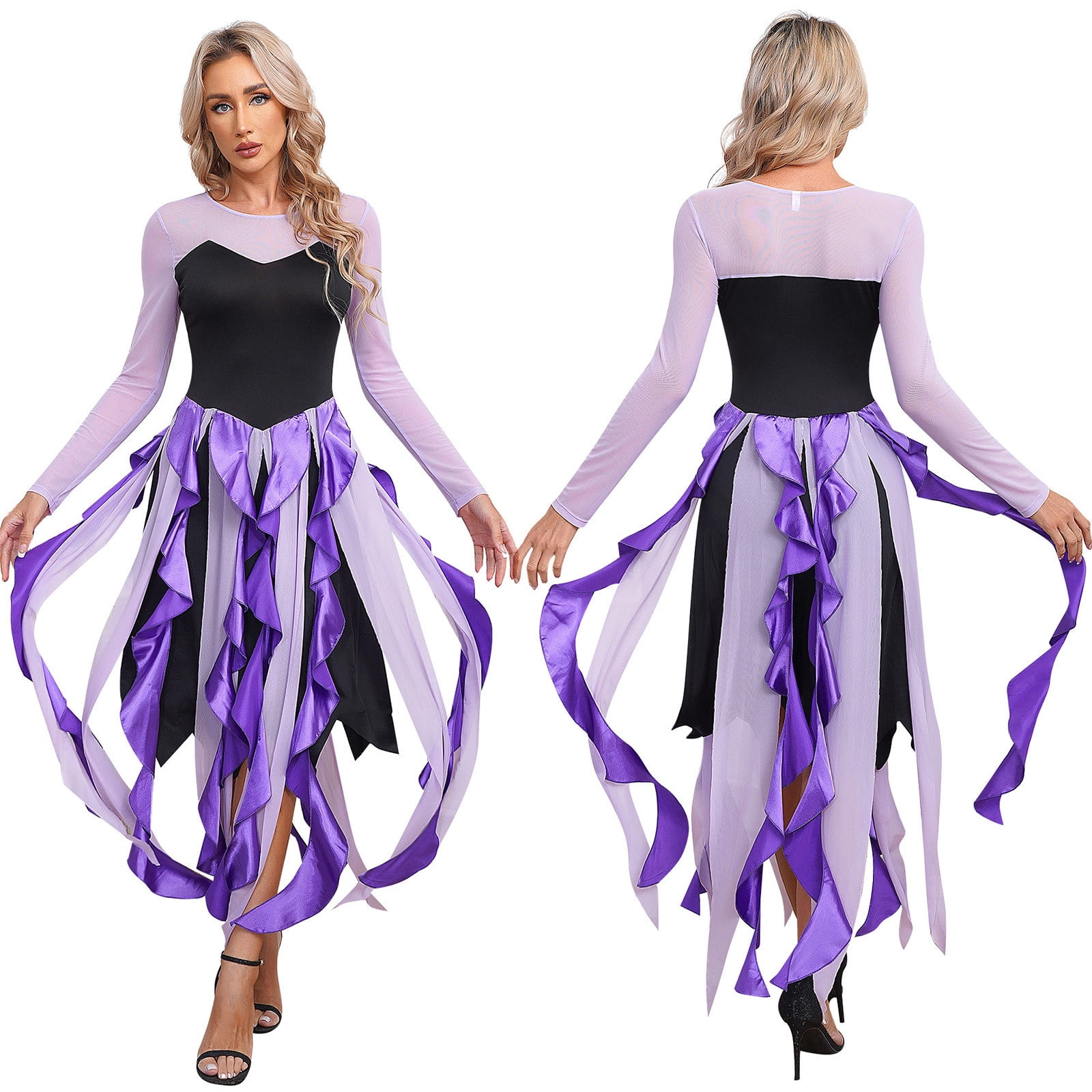 YiZYiF Women's Sea Witch Mermaid Costume Halloween Purple Cosplay ...