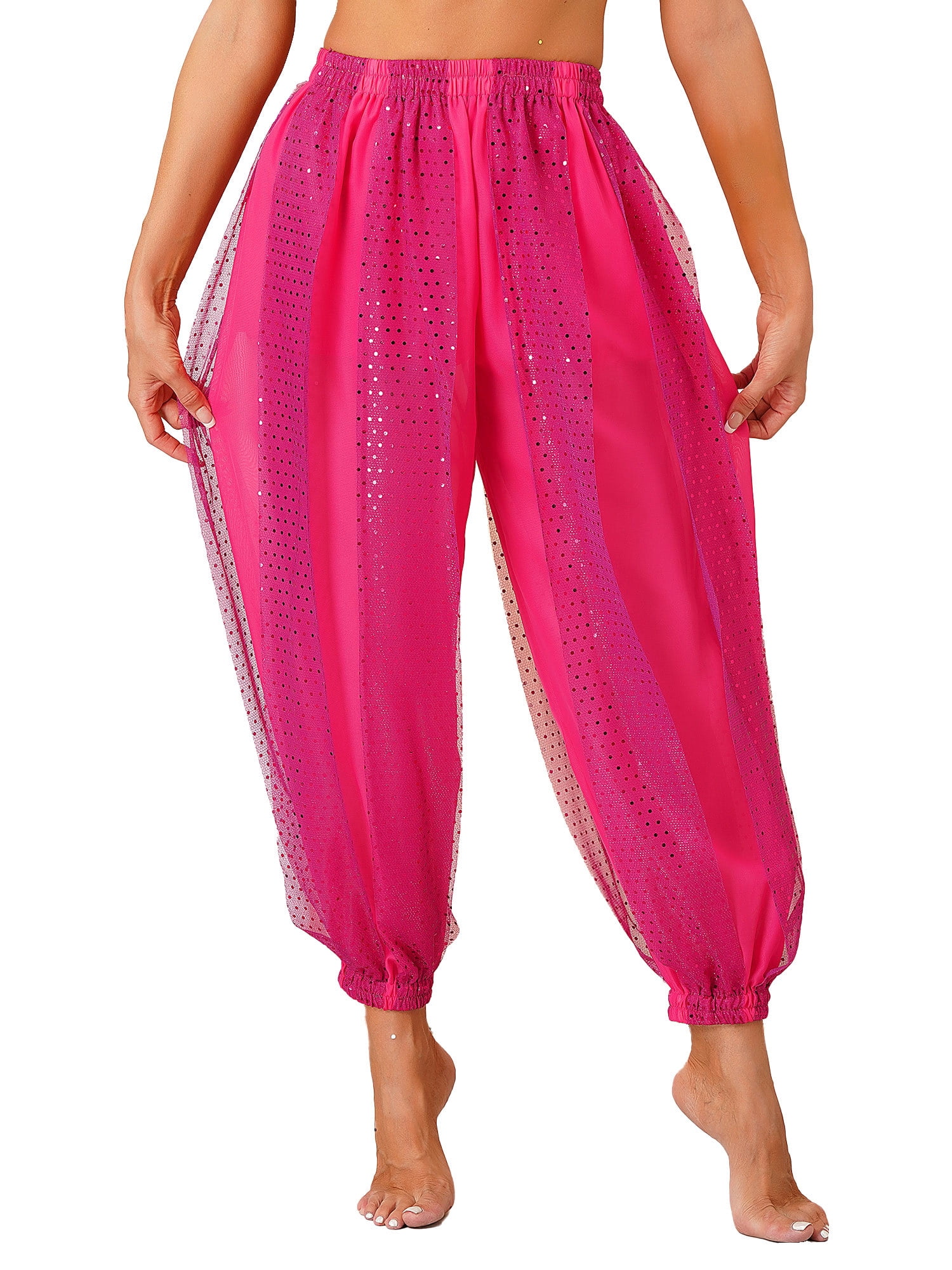 Yizyif Womens Belly Dance Pants Halloween Carnival Costume Side Split