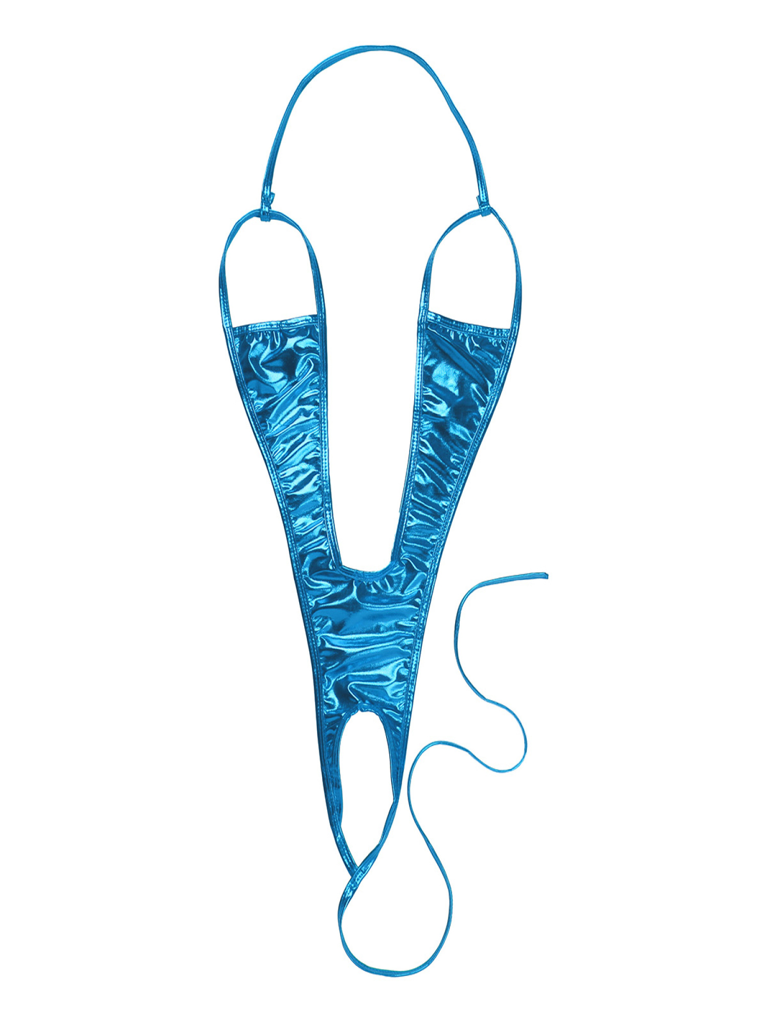 YiZYiF Womens Glossy Deep V Backless Bodysuit Nightwear Sleepwear ...