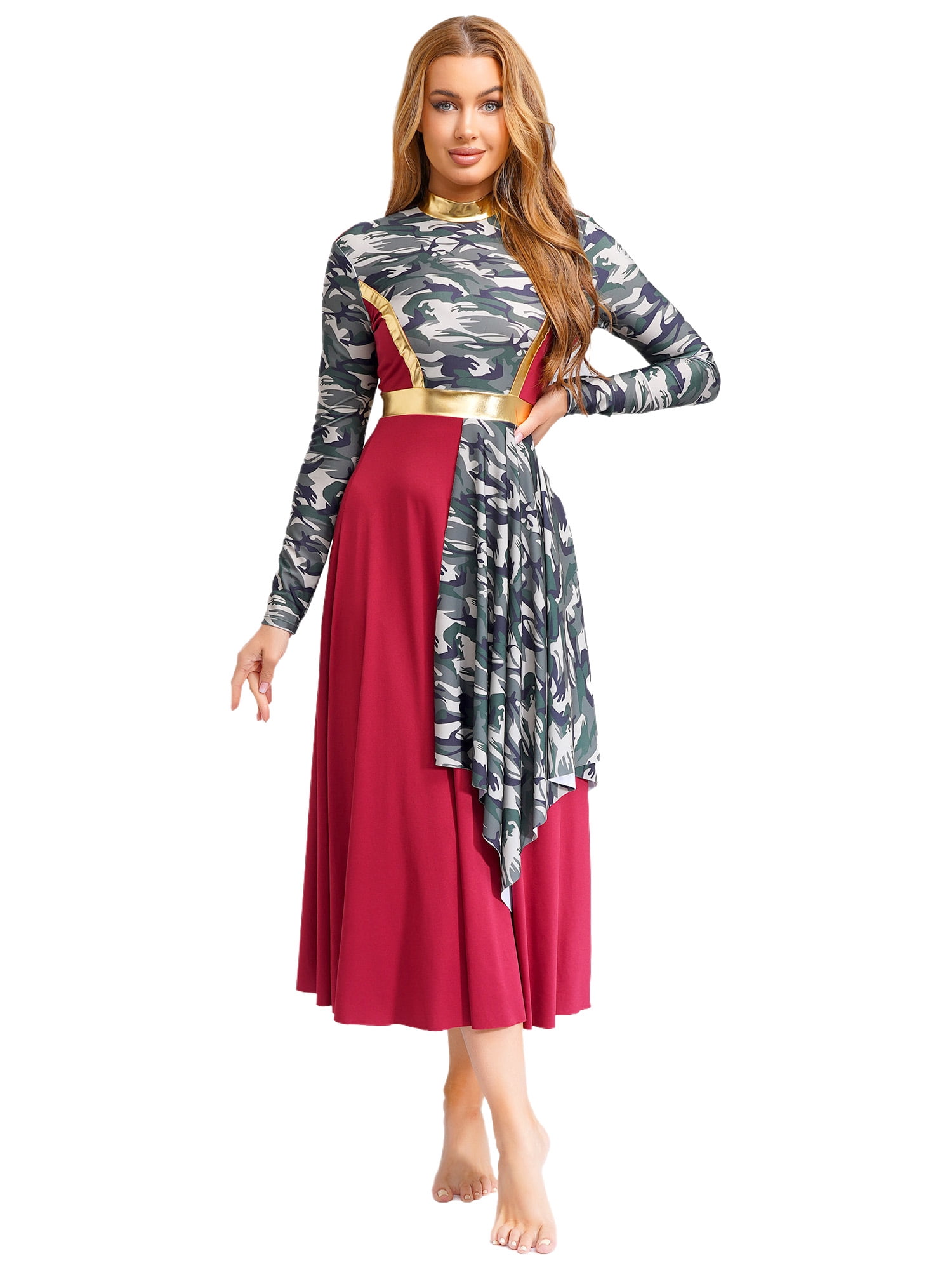 YiZYiF Womens Liturgical Praise Christian Dance Dress Long Sleeve ...