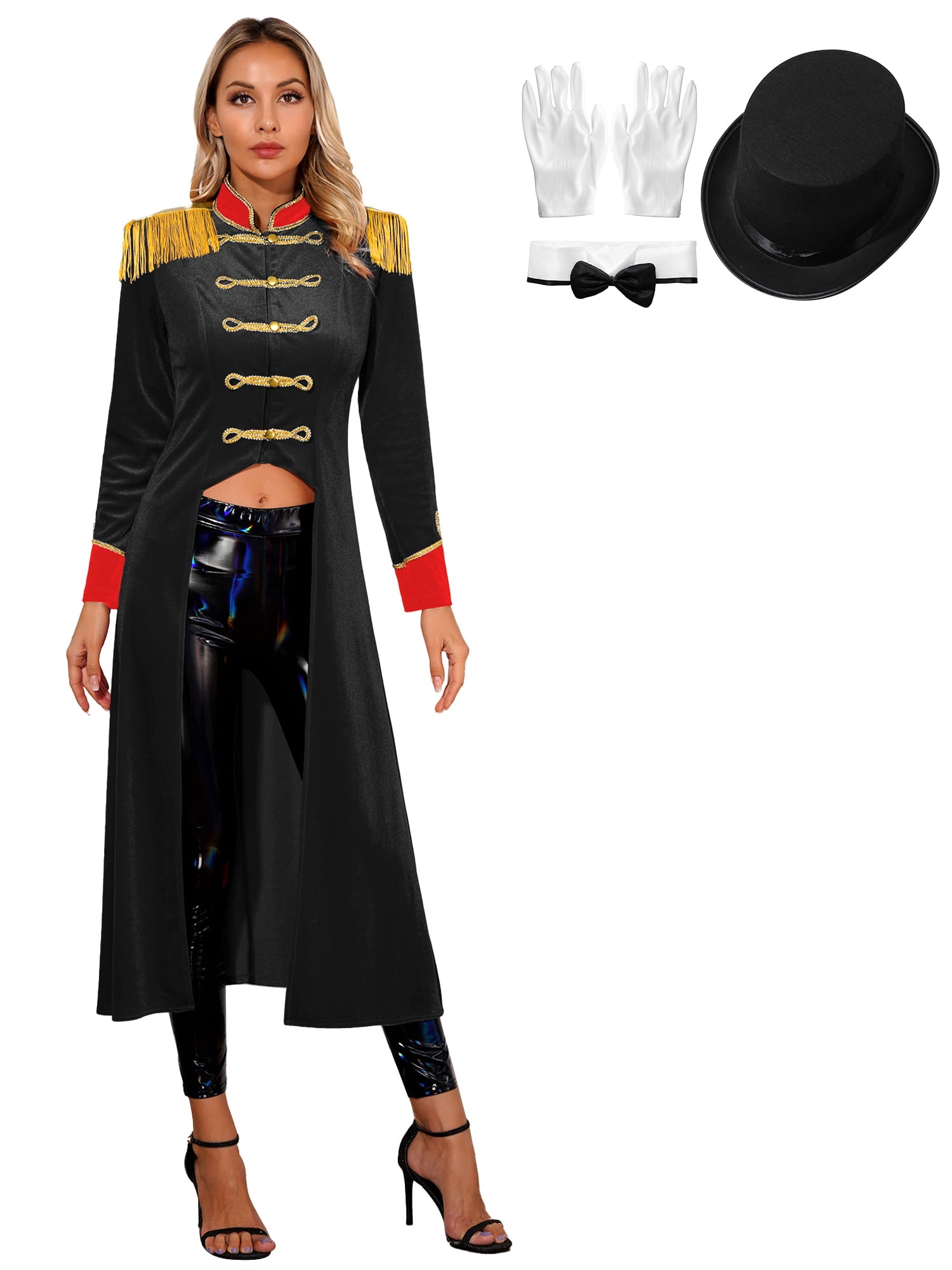 YiZYiF Womens Ringmaster Costume Halloween Cosplay Circus Show Lion ...