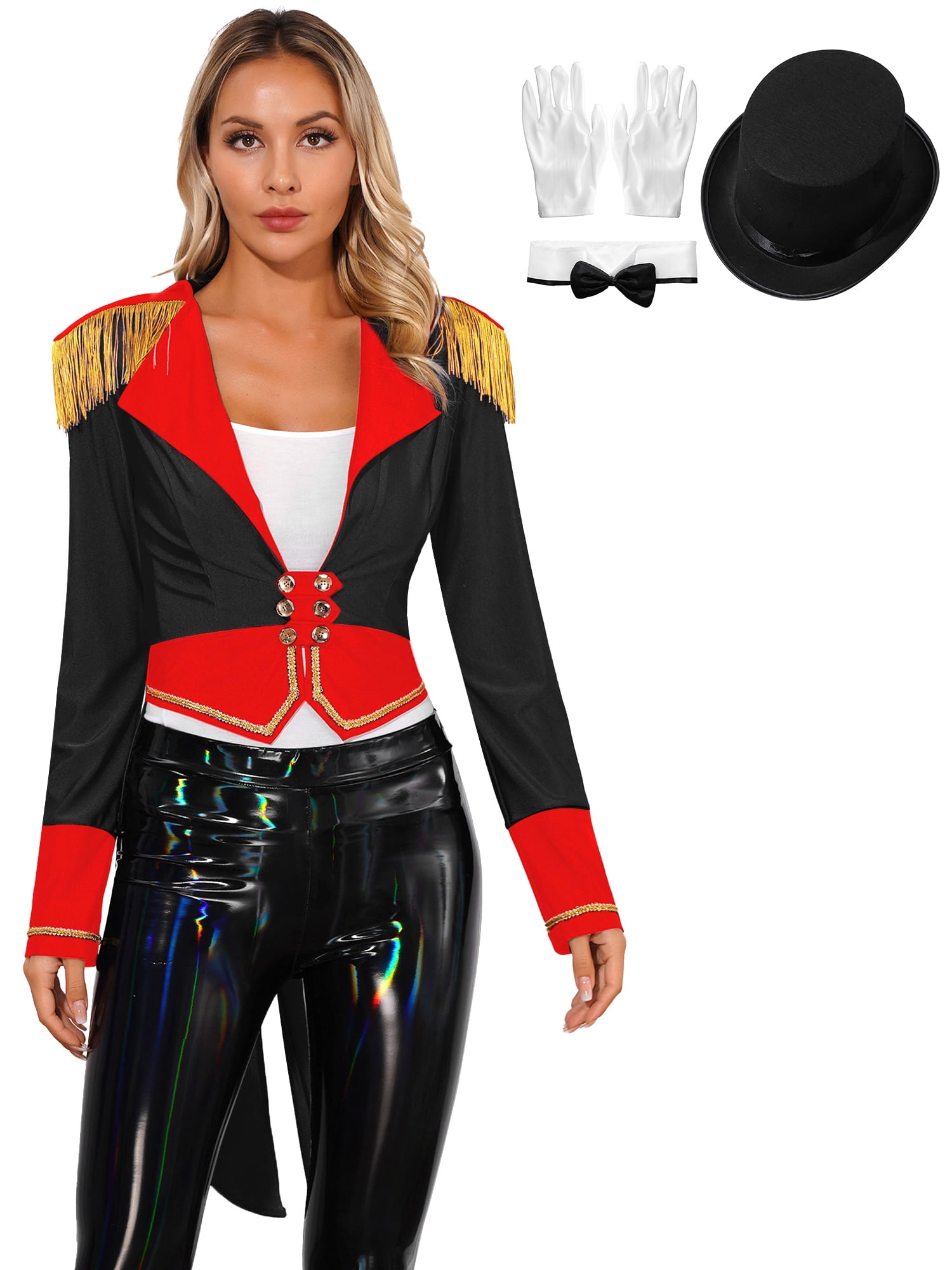 YiZYiF Womens Ringmaster Costume Halloween Cosplay Circus Show Lion ...