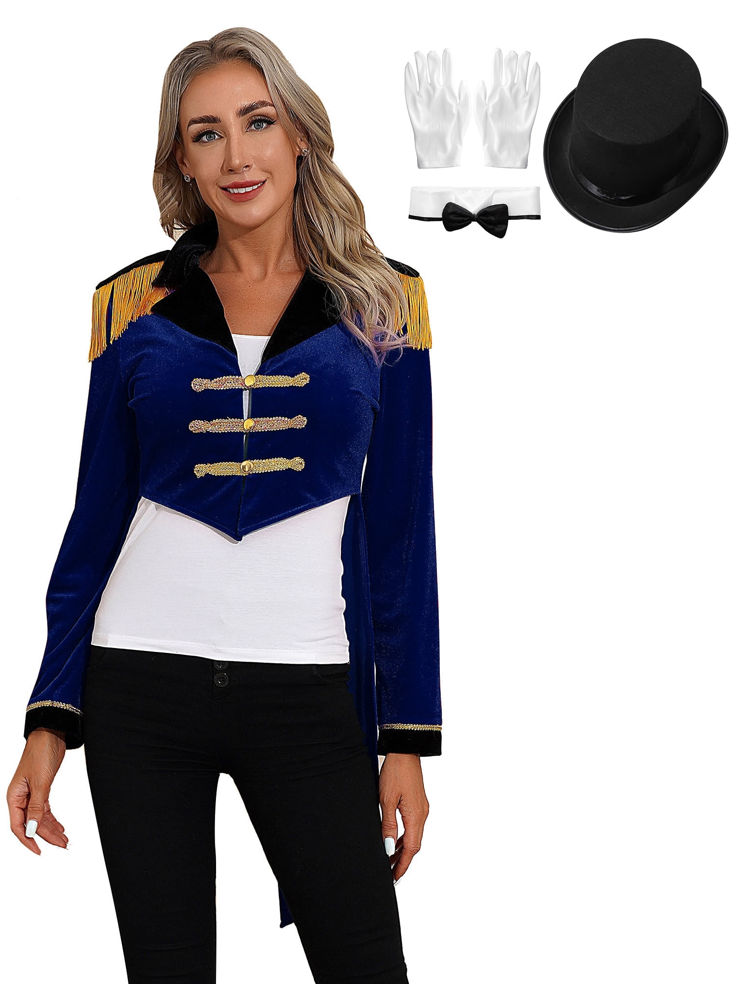 YiZYiF Womens Ringmaster Costume Halloween Cosplay Circus Show Lion ...