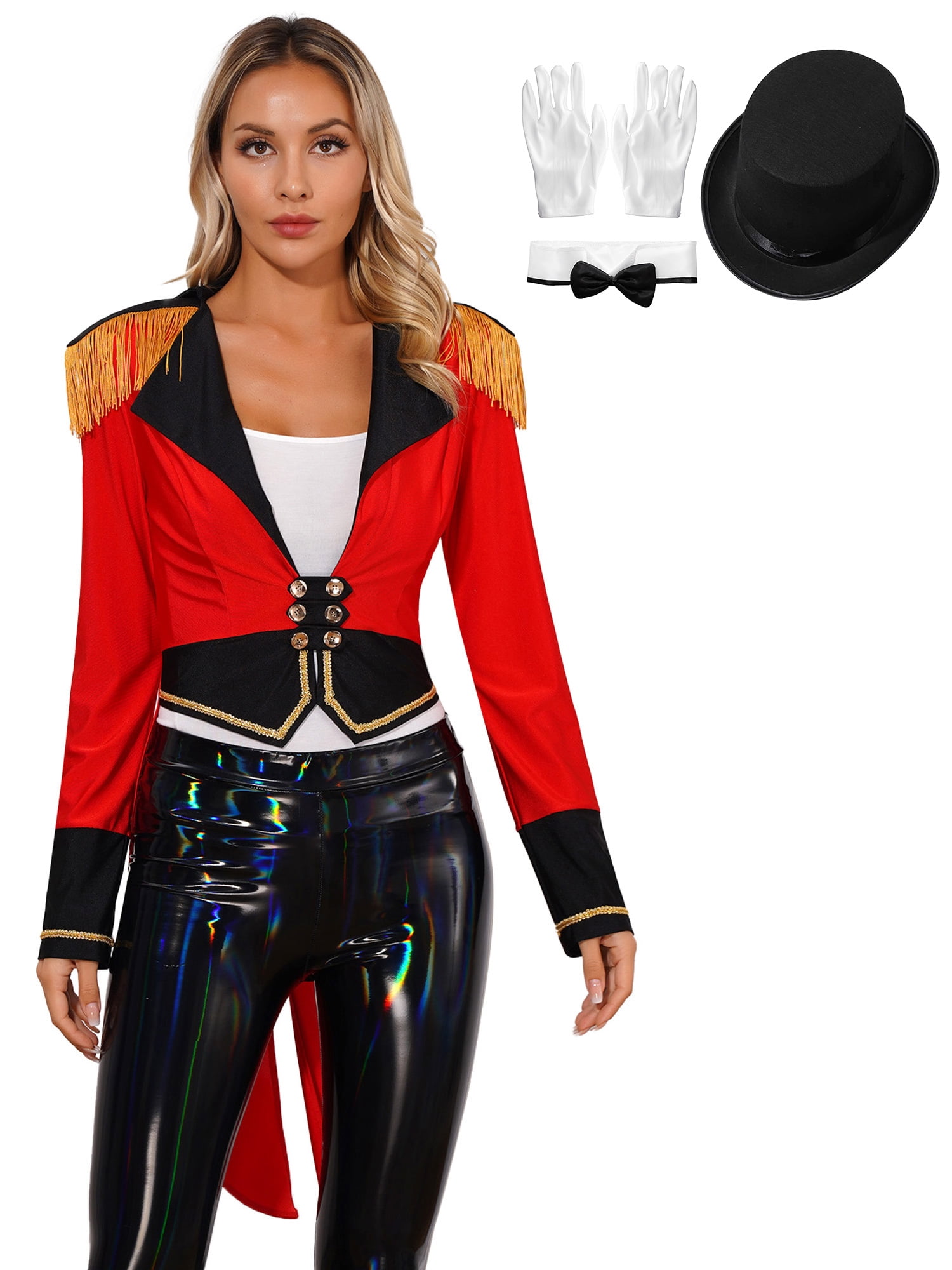 YiZYiF Womens Ringmaster Costume Halloween Cosplay Circus Show Lion ...