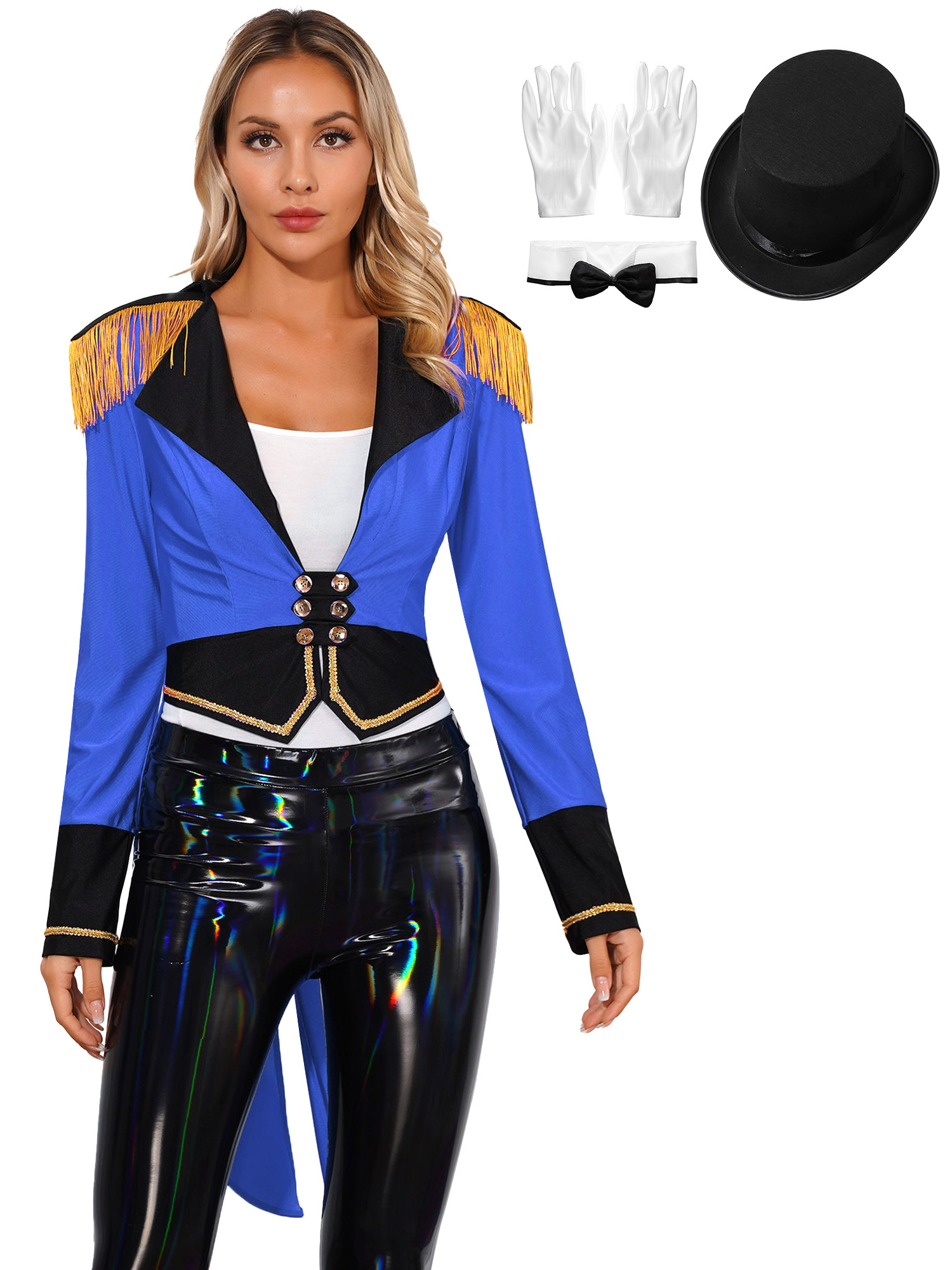YiZYiF Womens Ringmaster Costume Halloween Cosplay Circus Show Lion ...
