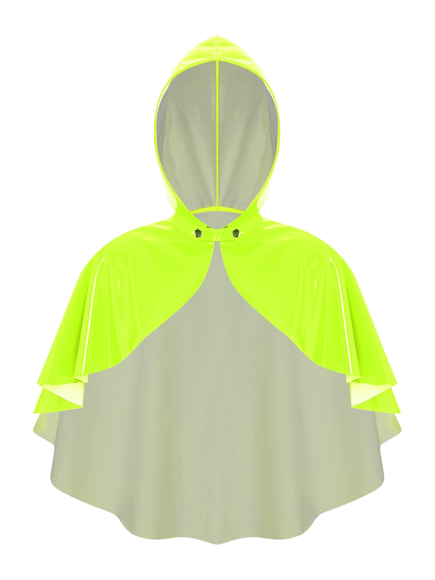 YiZYiF Womens Wet Look Patent Leather Hooded Cloak Front Pressing ...