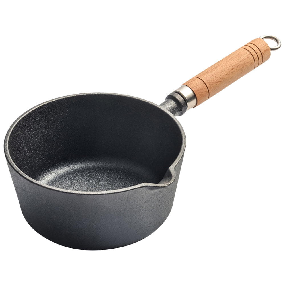 YiaNXan Cast Iron Butter Melting Pot Wooden Handle Non-Stick Cooking ...