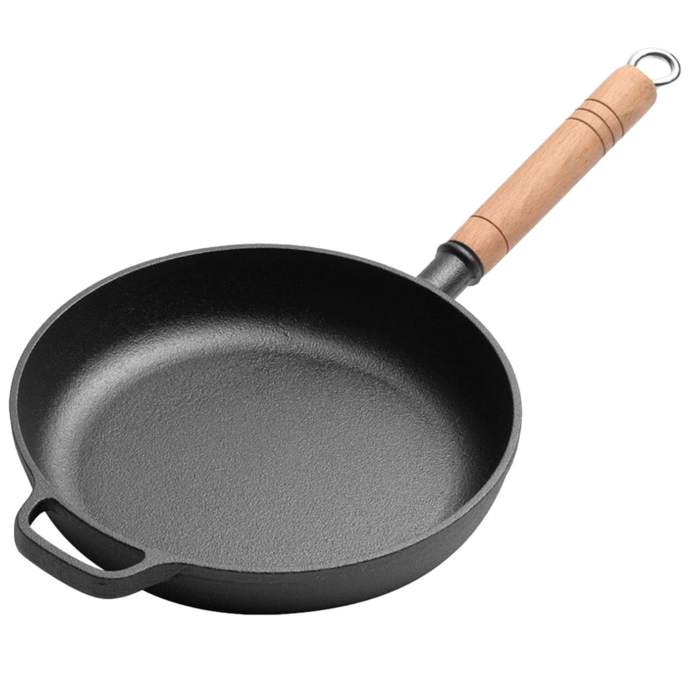 YiaNXan Cast Iron Portable Camping Outdoor Skillet with Wood Handle ...