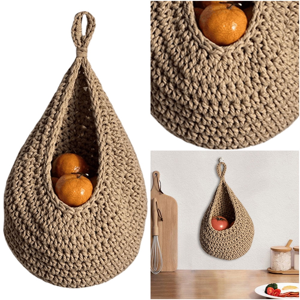 YiaNXan Handwoven Hanging Fruit Basket Boho Wall Hanging Basket ...