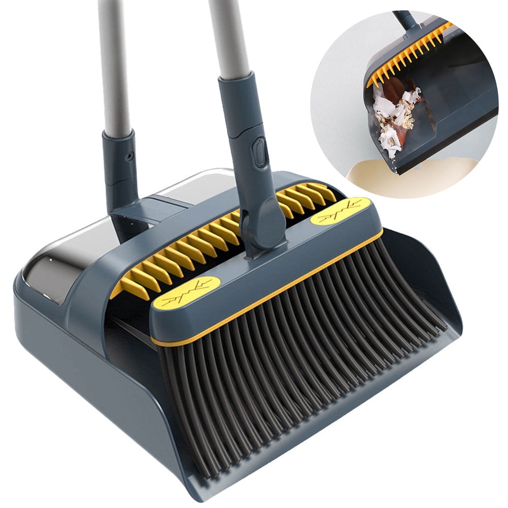 YiaNXan Upright Standing Broom & Comb Teeth Dust Pan 180 Degree ...