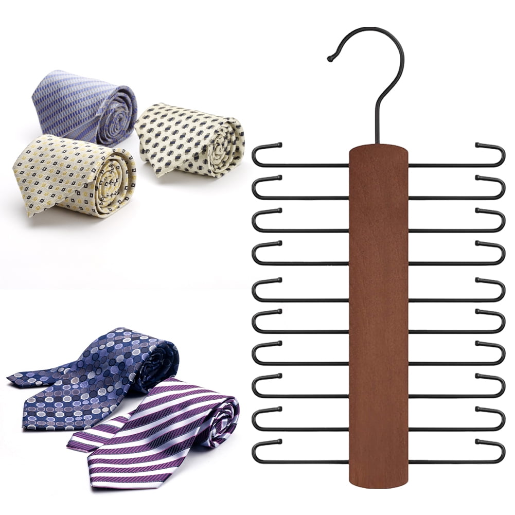 YiaNXan Wooden Tie Rack Space Saving Closet Organizer Rack ...