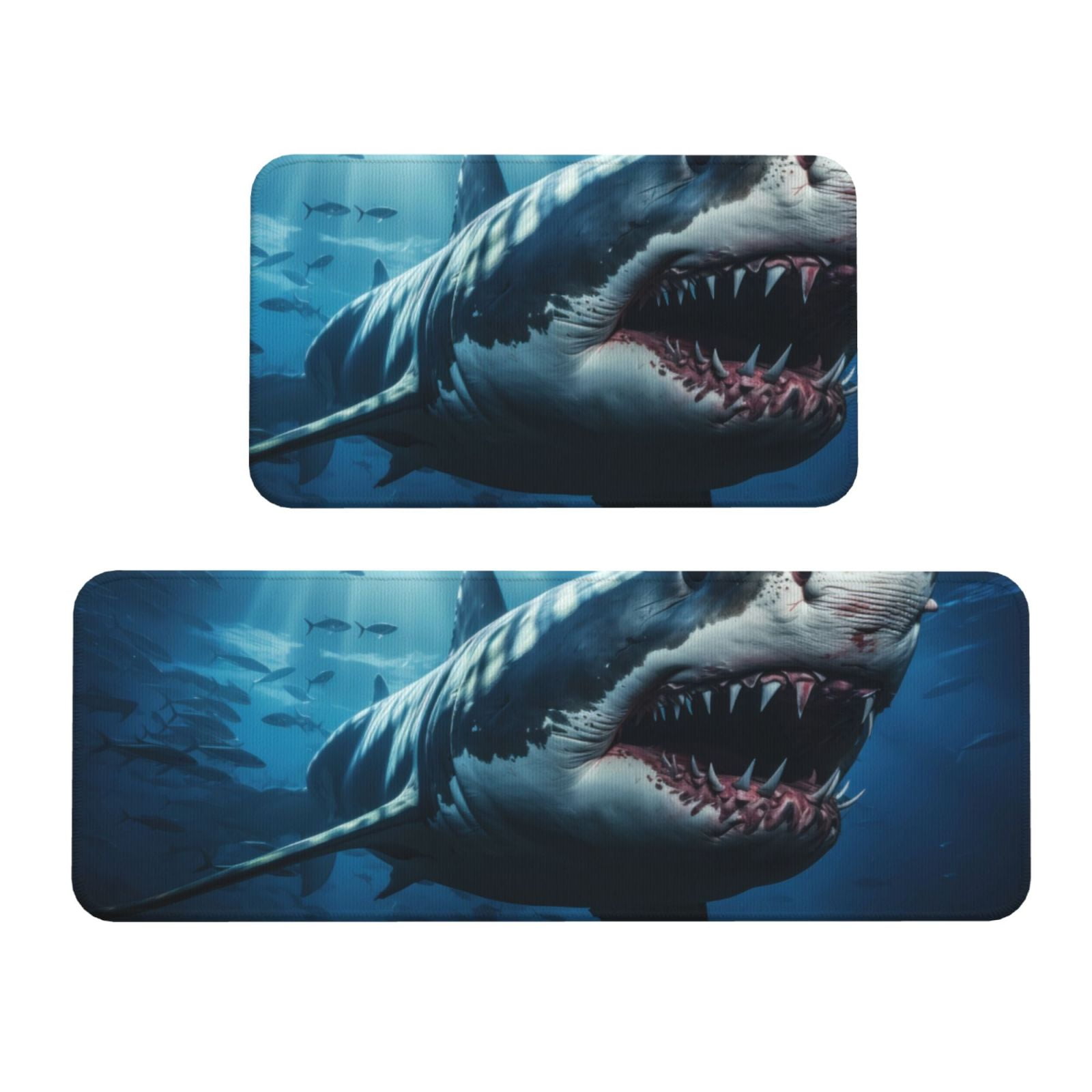 Yiaed 3D Realistic Shark Kitchen Rugs Sets of 2 Kitchen Mats Cushioned ...