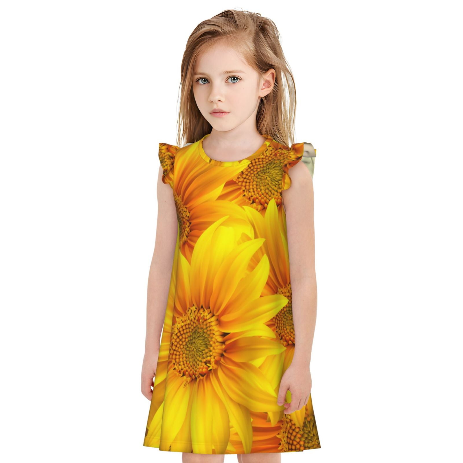 Yiaed 3D Sunflowers Print Girls Nightgowns, Princess Pajama Dresses for ...