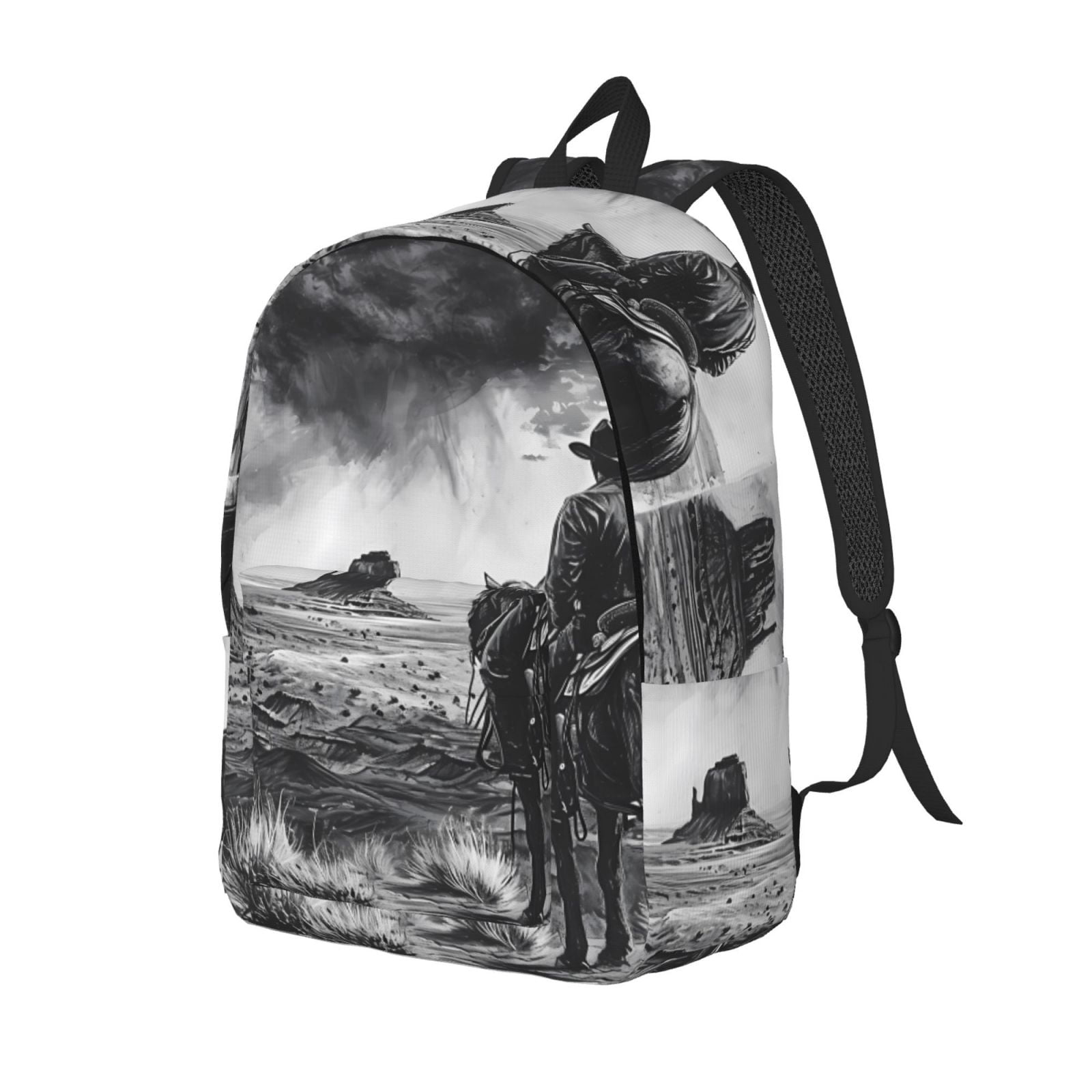 Yiaed 60s Black White Western Cowboy Print Print Laptop Backpack Travel ...