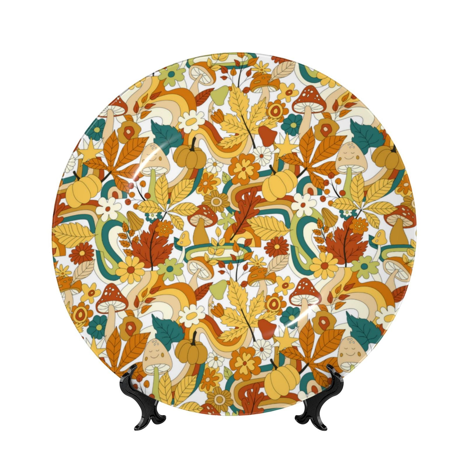 Yiaed 70s Groovy Hippie Print Bone China Decorative Plate Ceramic ...