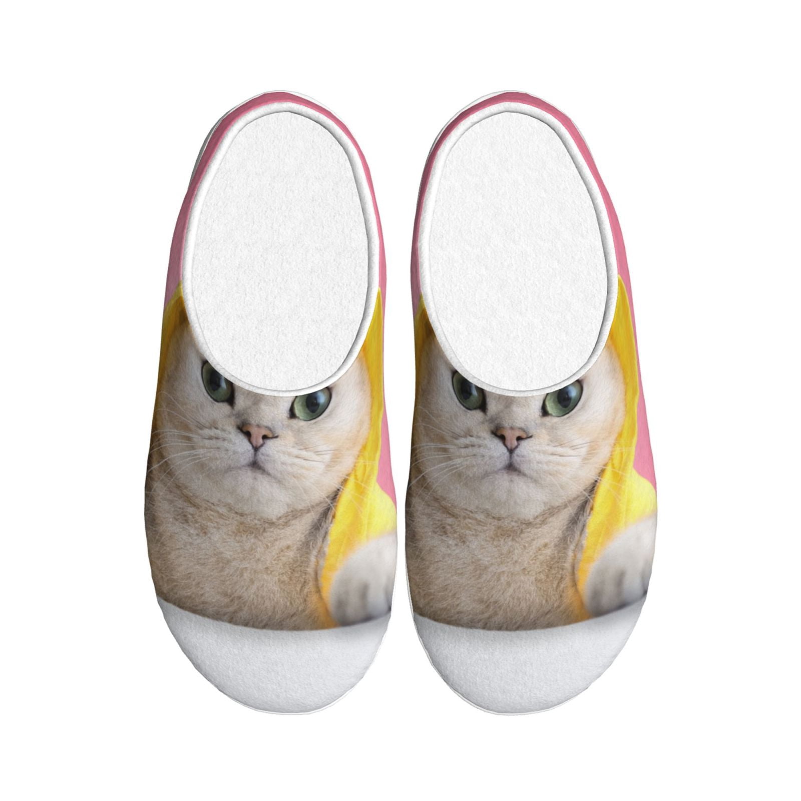 Yiaed A Funny Cat Print Slippers Fuzzy Warm Cozy Slippers Non Slip ...