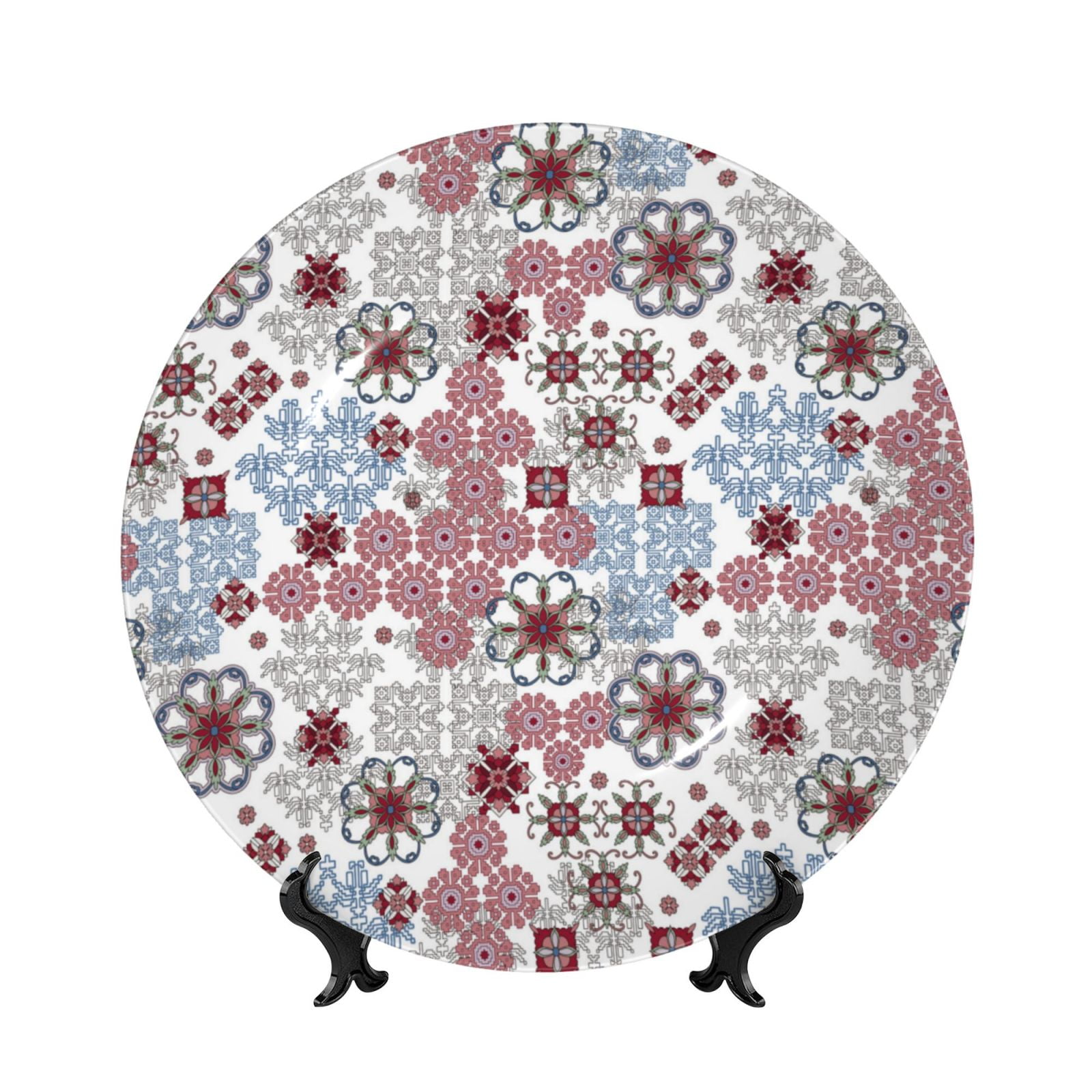 Yiaed Abstract Floral Print Bone China Decorative Plate Ceramic Dinner ...