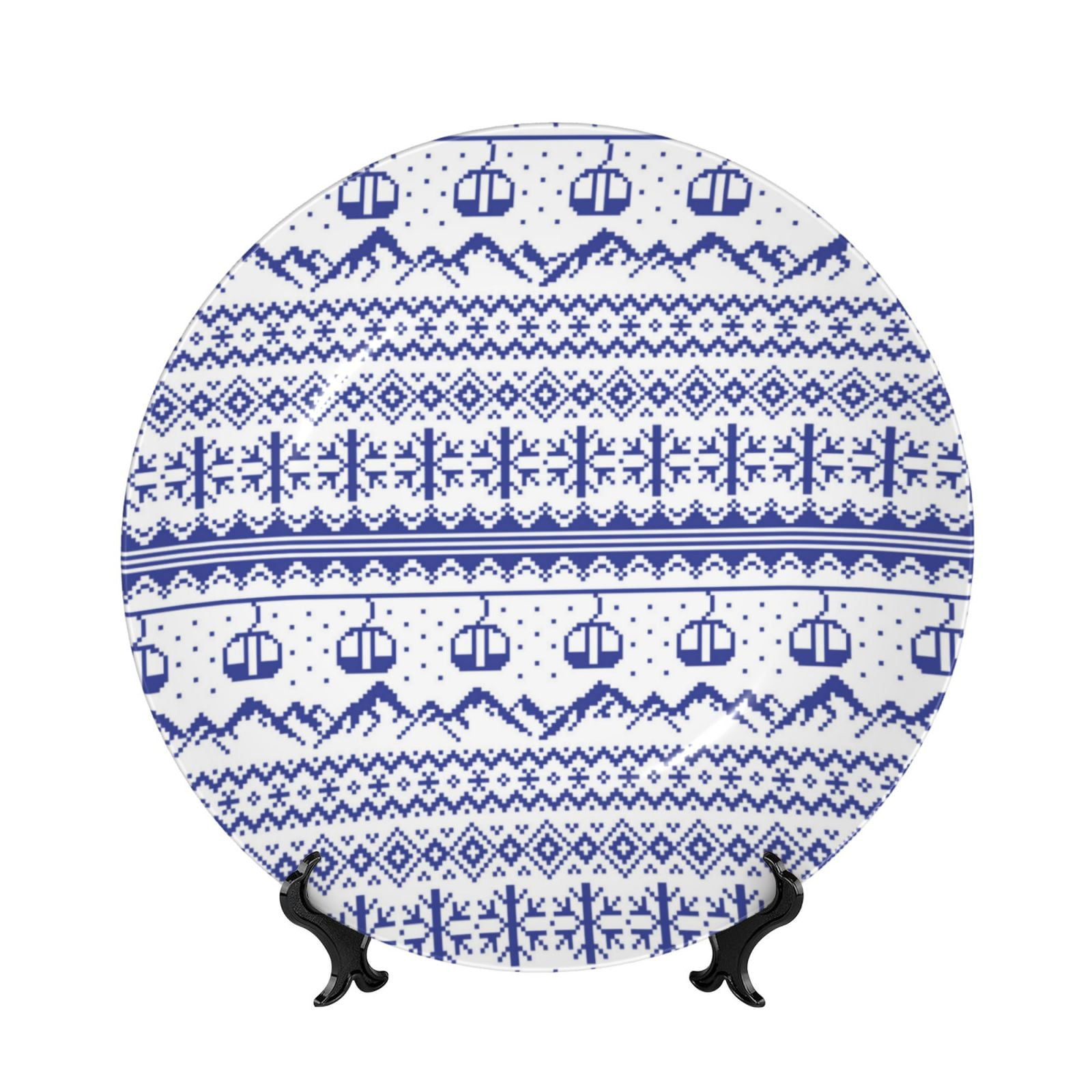 Yiaed Abstract Gondola Snowflake Print Bone China Decorative Plate ...