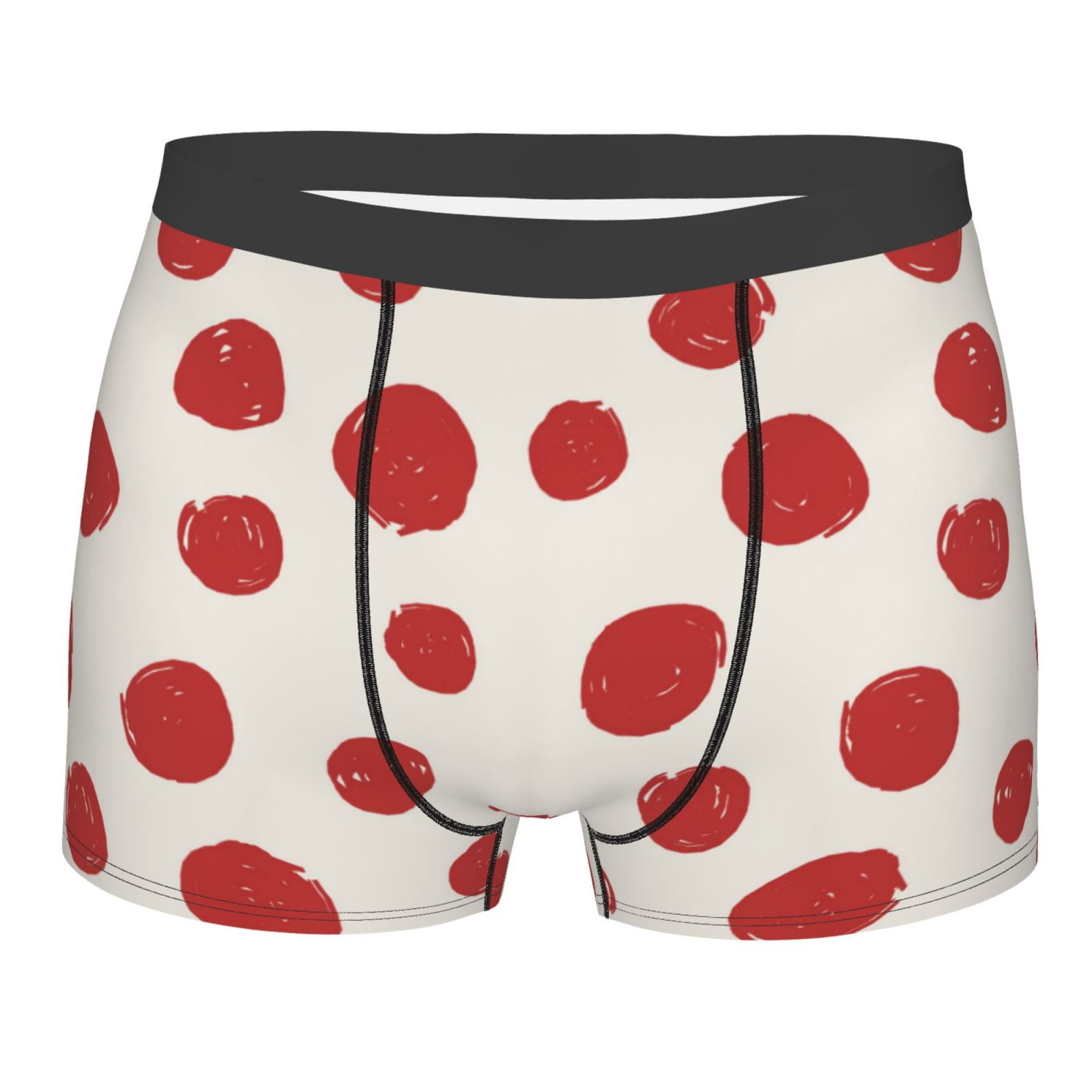 Yiaed Abstract Red Polka Dot Print Men's Soft Cotton Boxer Shorts ...