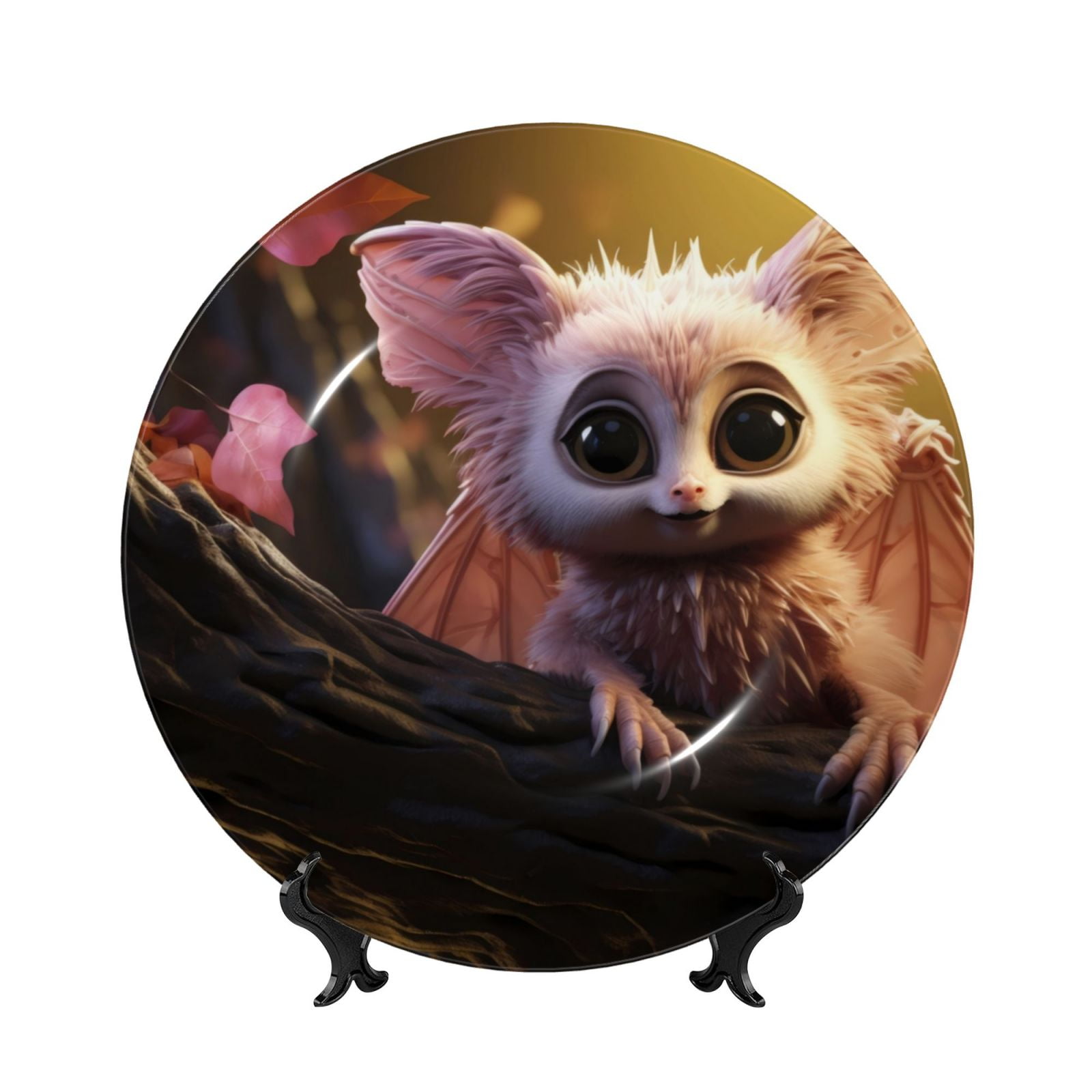 Yiaed Adorable Fluffy Bat Print Bone China Decorative Plate Ceramic ...