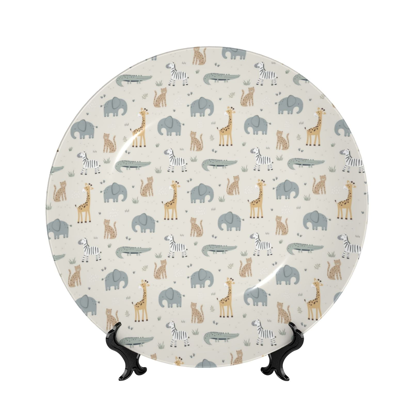 Yiaed African Animals Print Bone China Decorative Plate Ceramic Dinner ...
