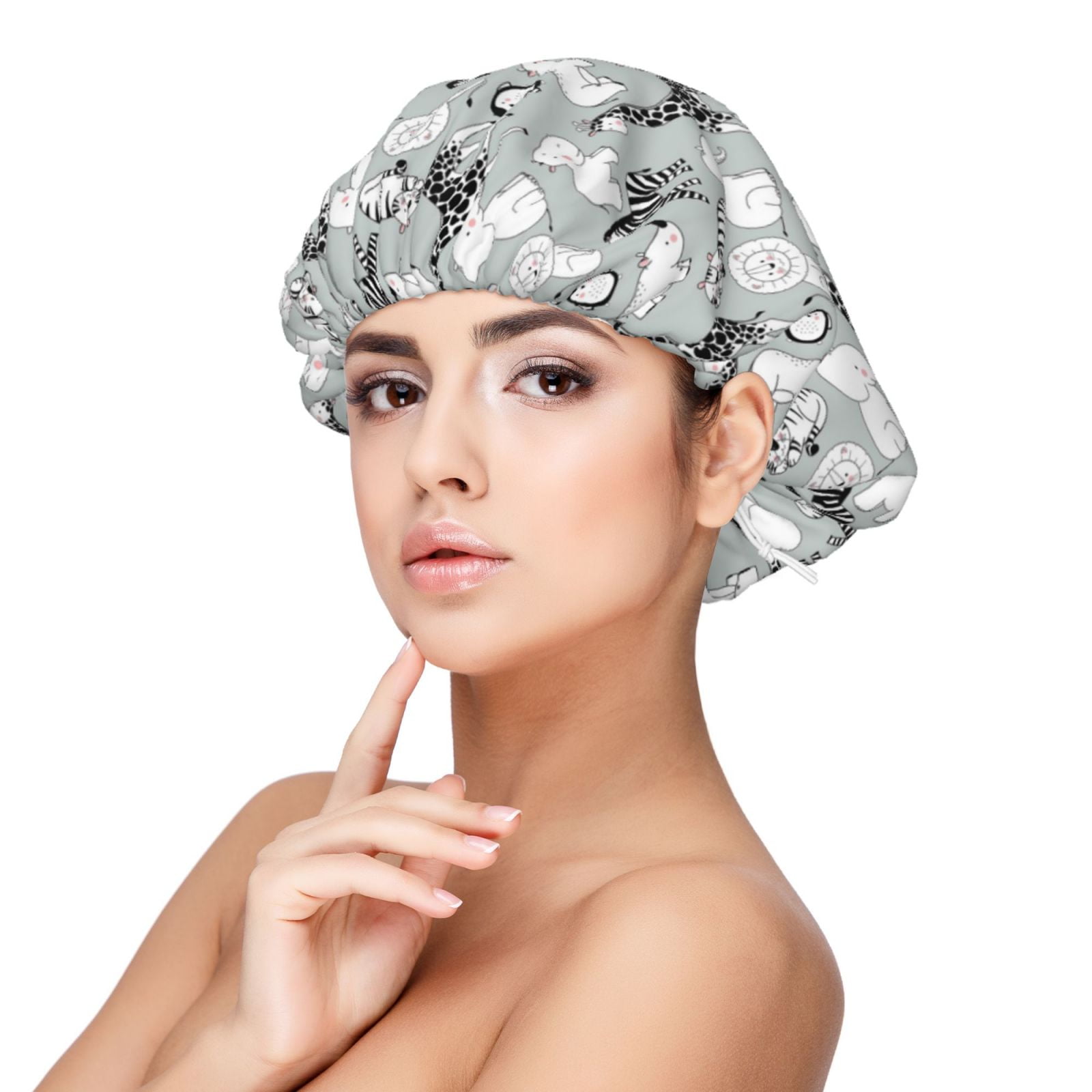 Yiaed African Animals Print Satin Bonnet Silk Bonnet Hair Bonnet for ...