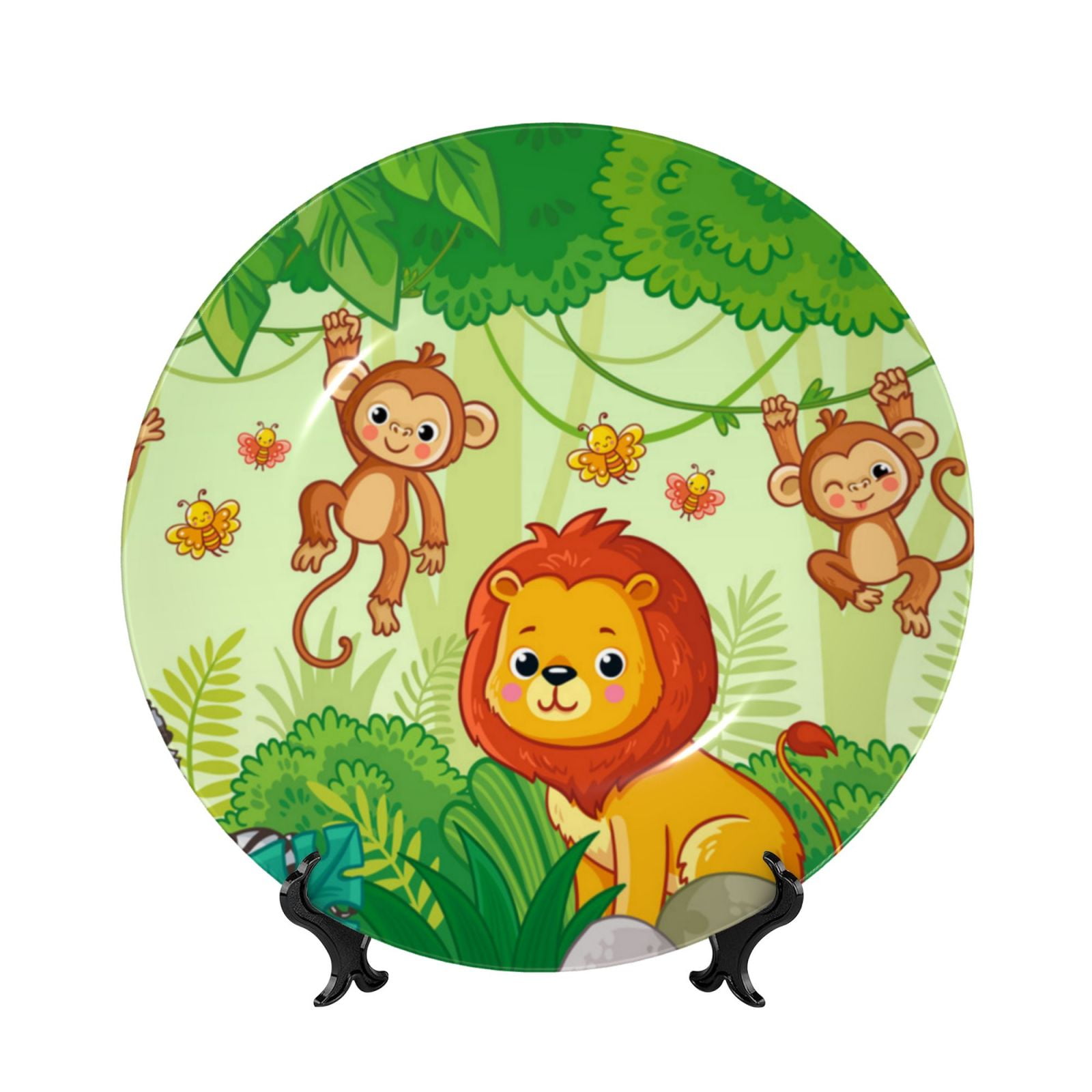 Yiaed African Animals in the Jungle Print Bone China Decorative Plate ...