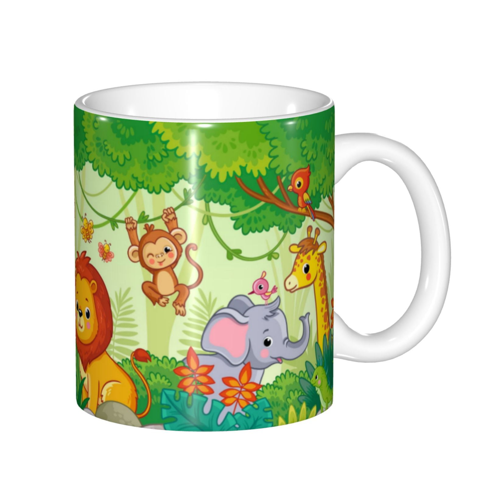Yiaed African Animals in the Jungle Print Ceramics Coffee,Large Handle ...