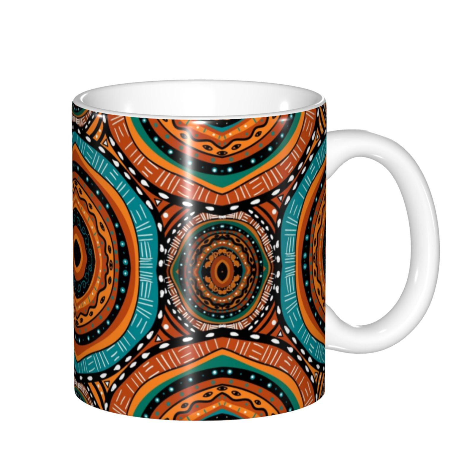 Yiaed African Tribal Style Print Ceramics Coffee,Large Handle Design ...