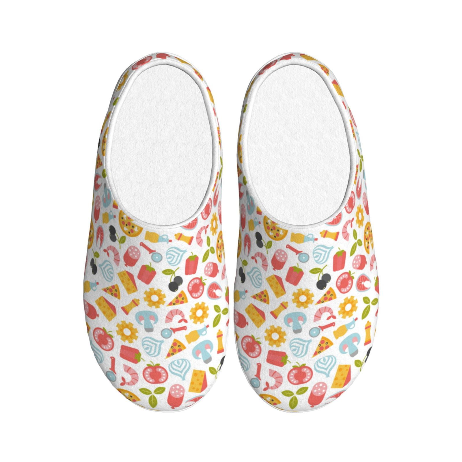 Yiaed Afternoon Tea Print Slippers Fuzzy Warm Cozy Slippers Non Slip ...