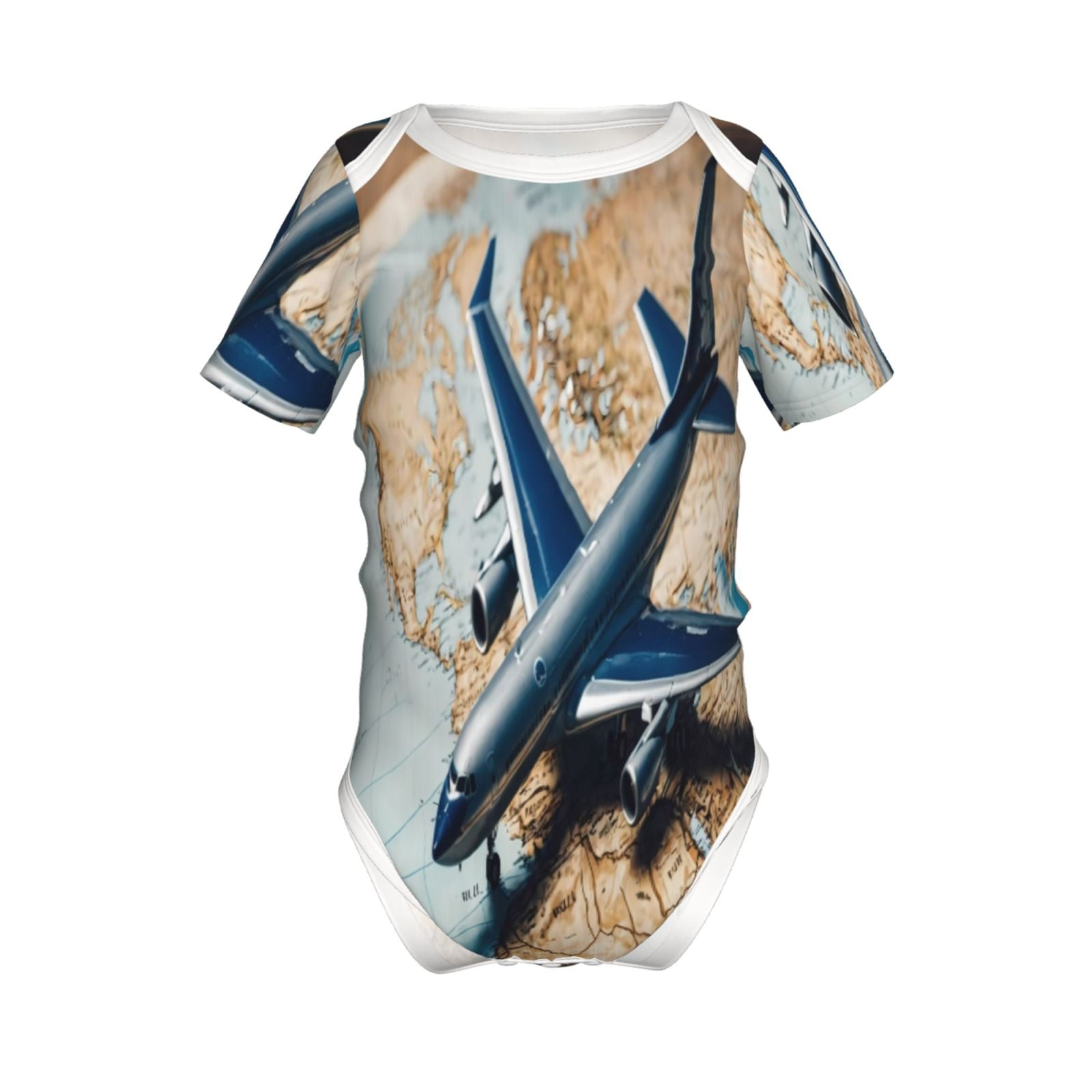 Yiaed Airplane World Map Adventure Print Infant Climbing Short Sleeve ...
